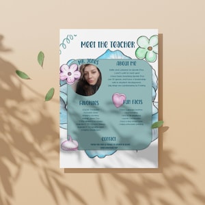 Colorful Meet the Teacher Editable Canva Template, Doodle Classroom ...