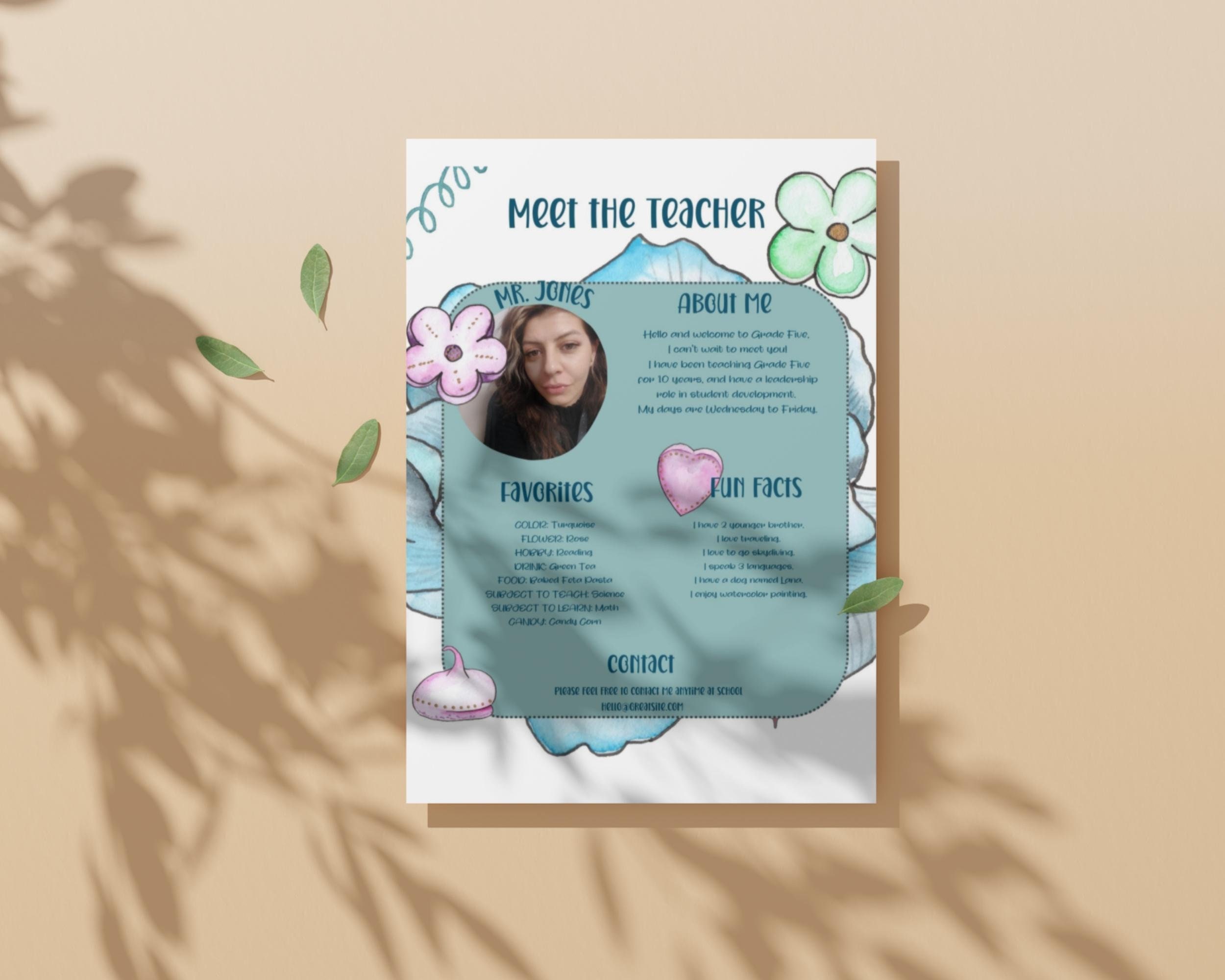 Colorful Meet the Teacher Editable Canva Template, Doodle Classroom ...