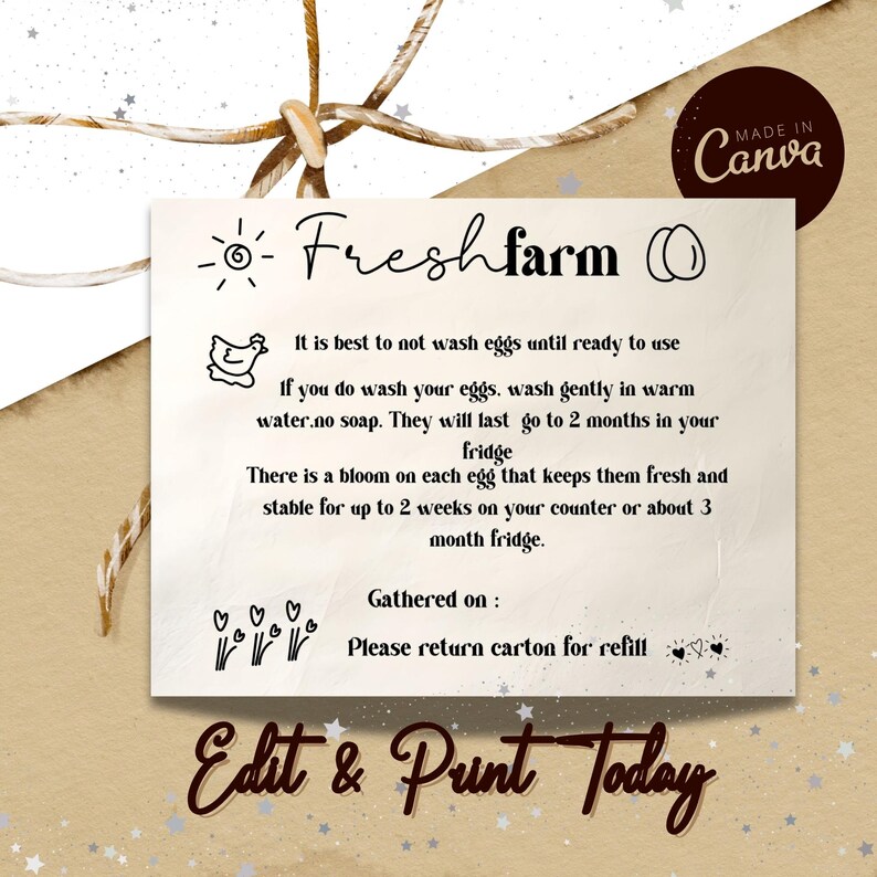 Editable Egg Handling Instructions Sticker Template, Printable Fresh ...