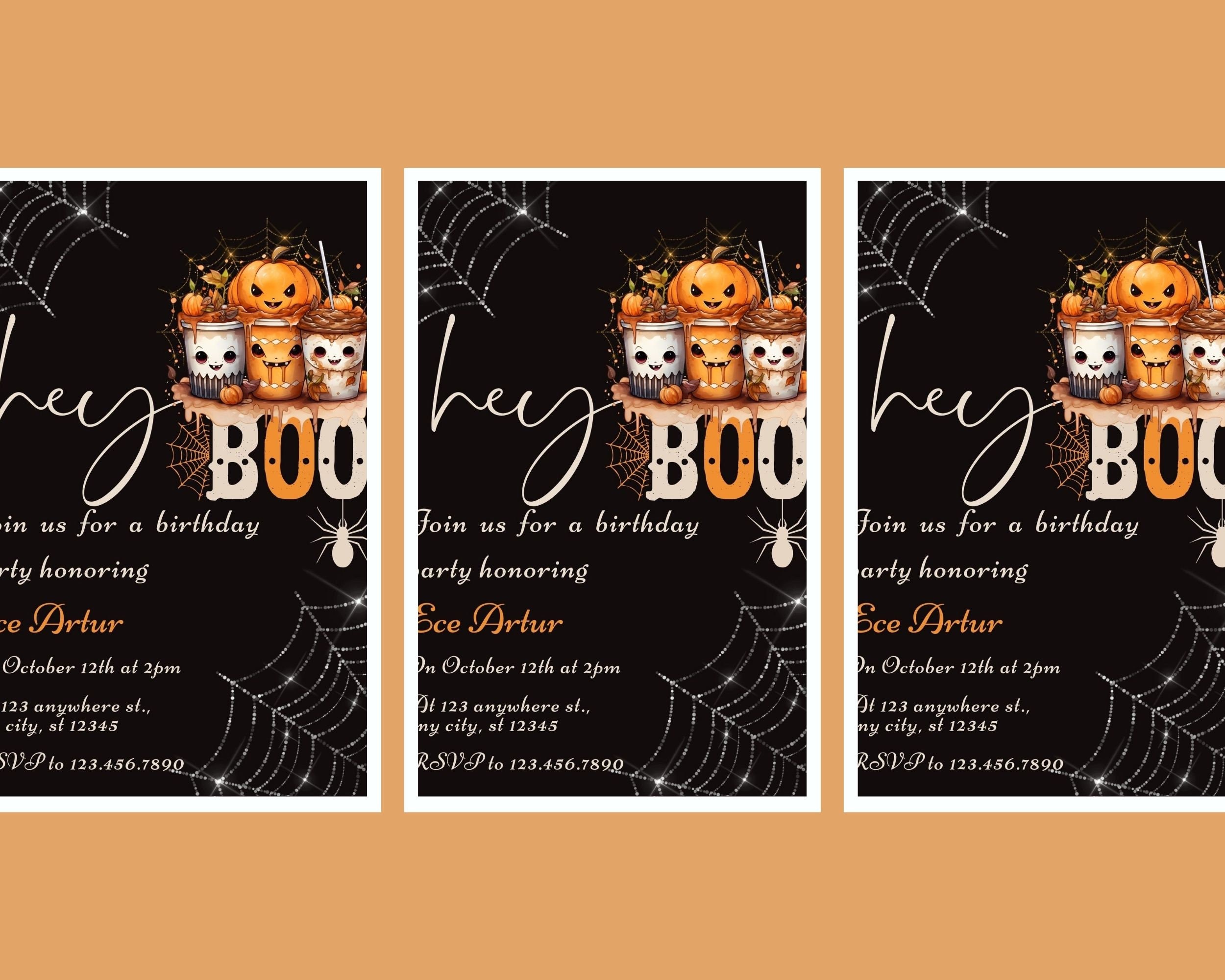 Editable Hey Boo Birthday Invitation Canva Hey Boo Ghost - Etsy