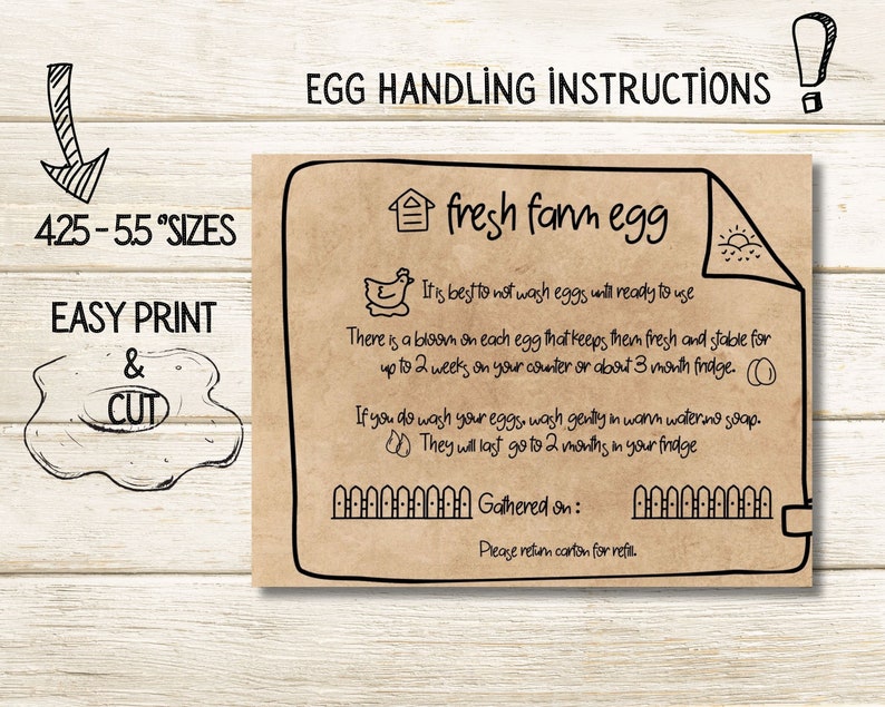 Editable Egg Handling Instructions, Egg Carton Label, Farmers Market ...