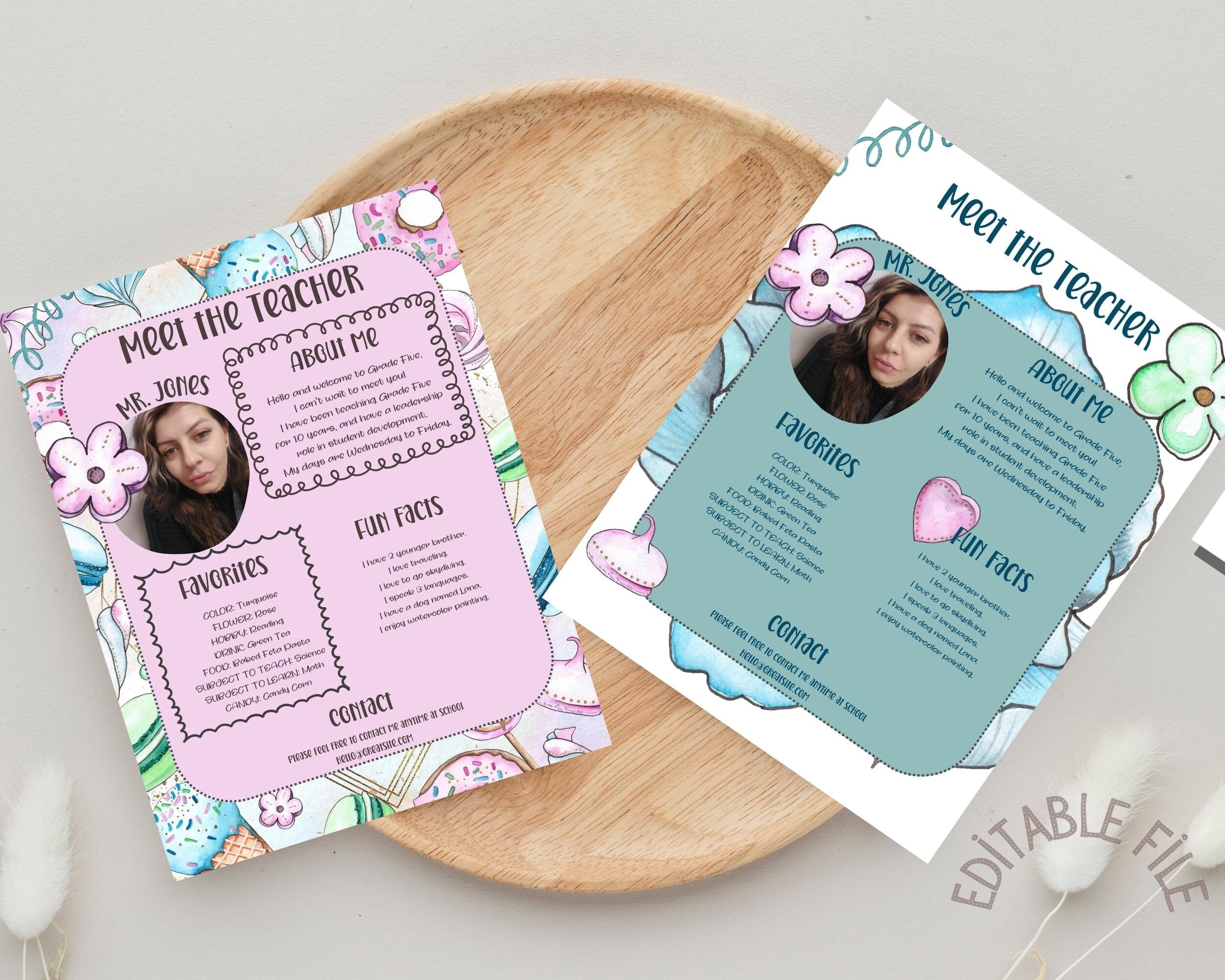 Colorful Meet the Teacher Editable Canva Template, Doodle Classroom ...