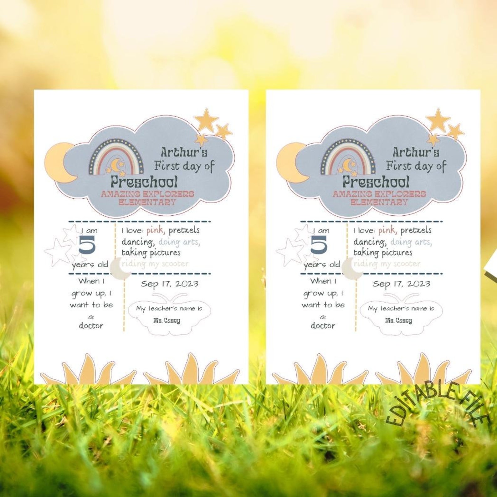 BOHO First Day of School Sign, Printable Back to School Sign, First Day ...