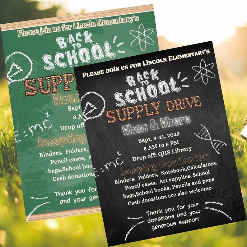 Editable Blackboard Flyer Template Backpack Giveaway, Back to School Event, Back to School ...