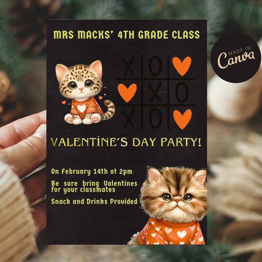 Editable Valentine's Day Class Party Invitation,valentine's Day XOXO ...
