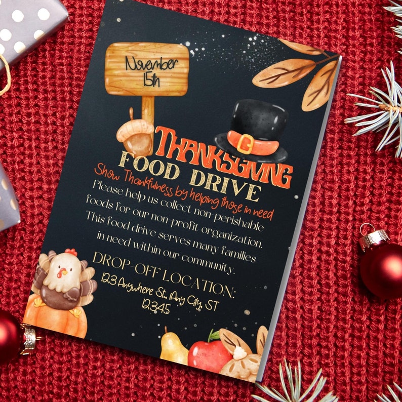 EDITABLE Thanksgiving Food Drive Flyer, Food Drive Flyer, Community ...