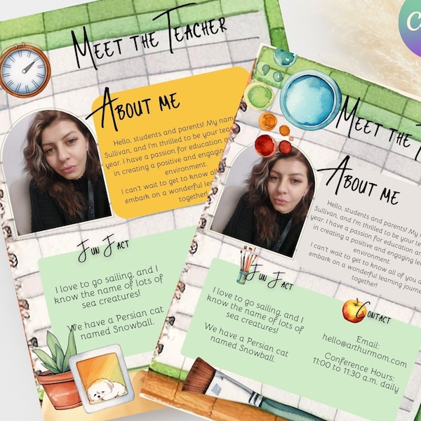 Meet the Teacher Template Watercolor - Etsy