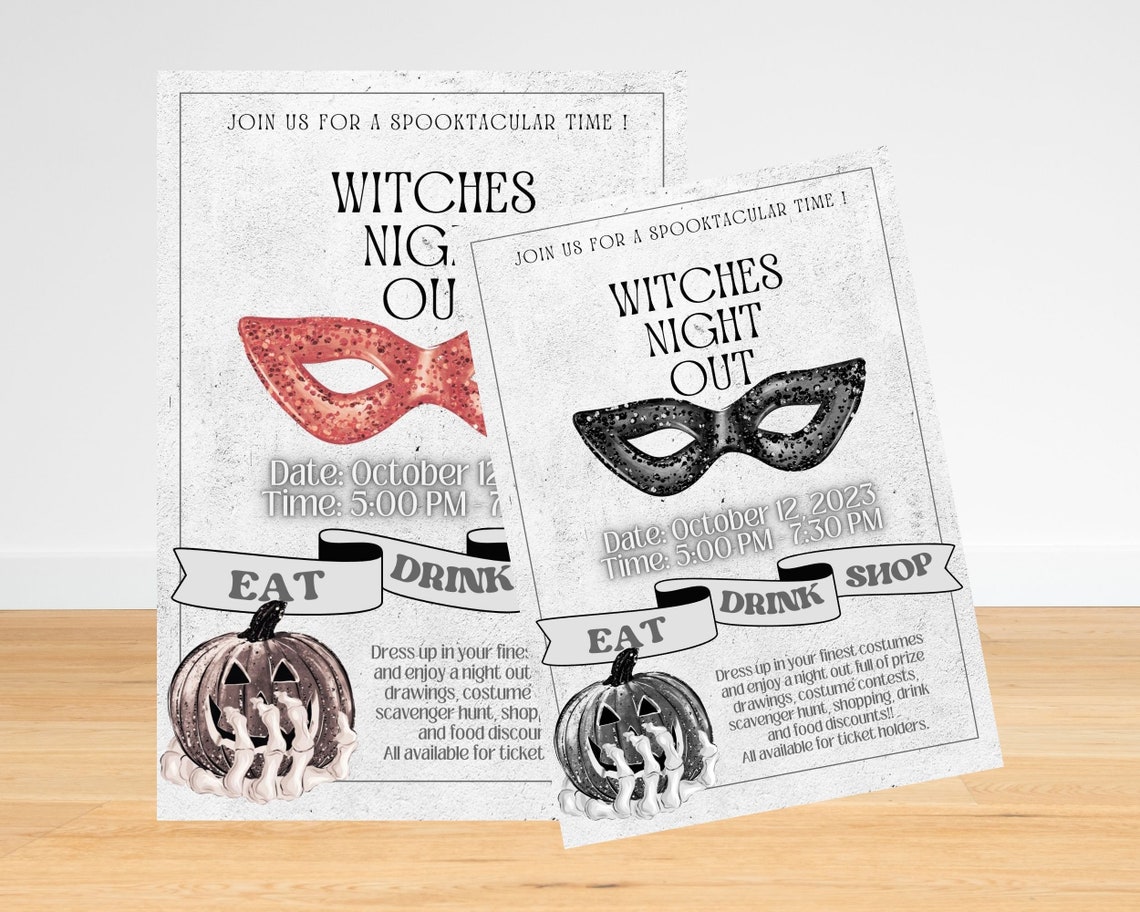 Editable Modern Witches Night Out Halloween Flyer, DIY Flyer Template ...