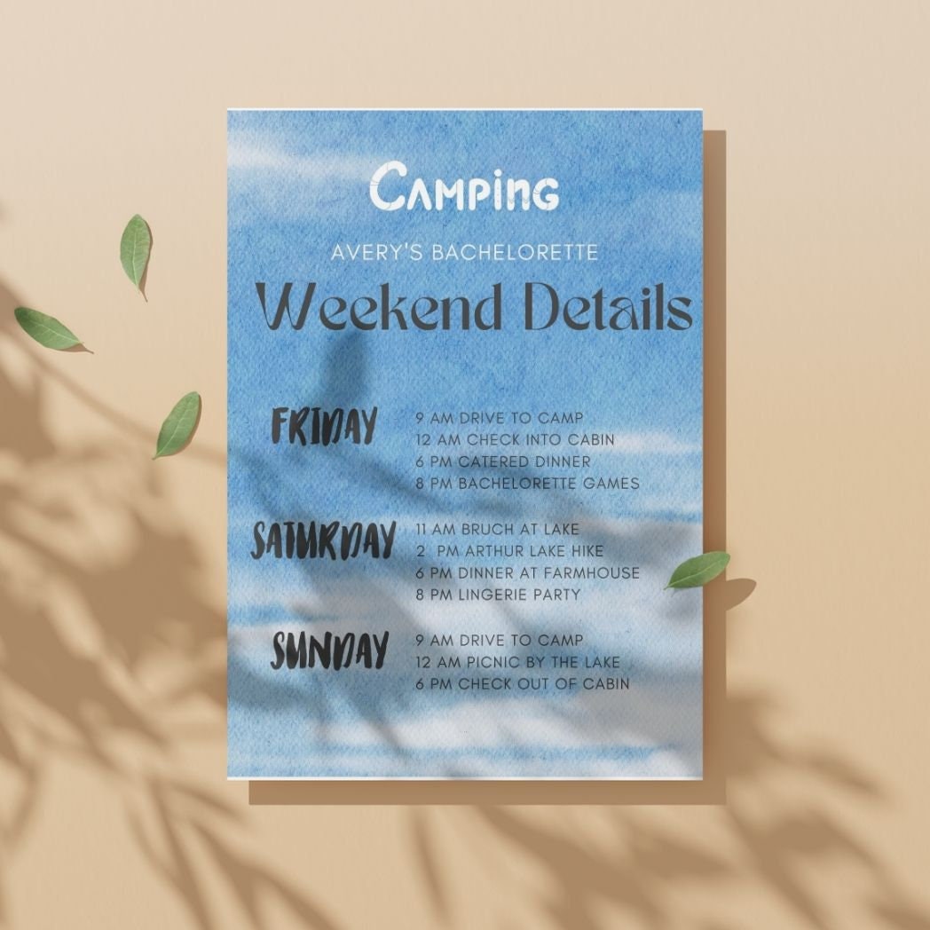 Editable Camping Bachelorette Invite Template, Lake Bachelorette ...