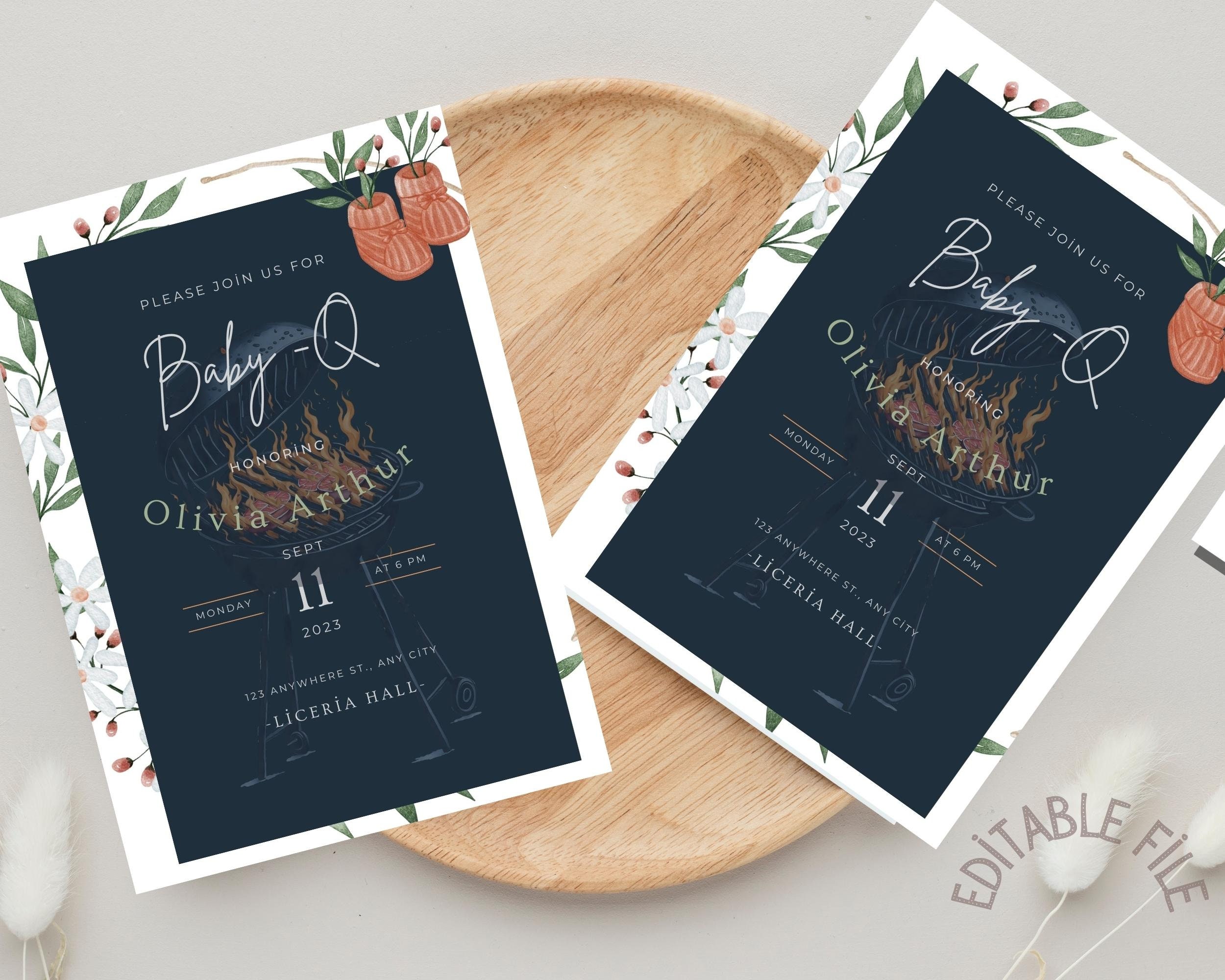 EDITABLE BBQ Baby Shower Invitation Gender Reveal Baby-q - Etsy