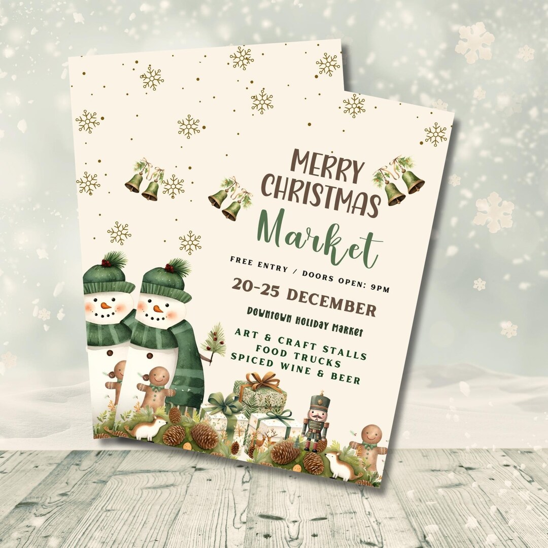 EDITABLE Christmas Market Flyer Holiday Market Flyer Holiday Festival ...