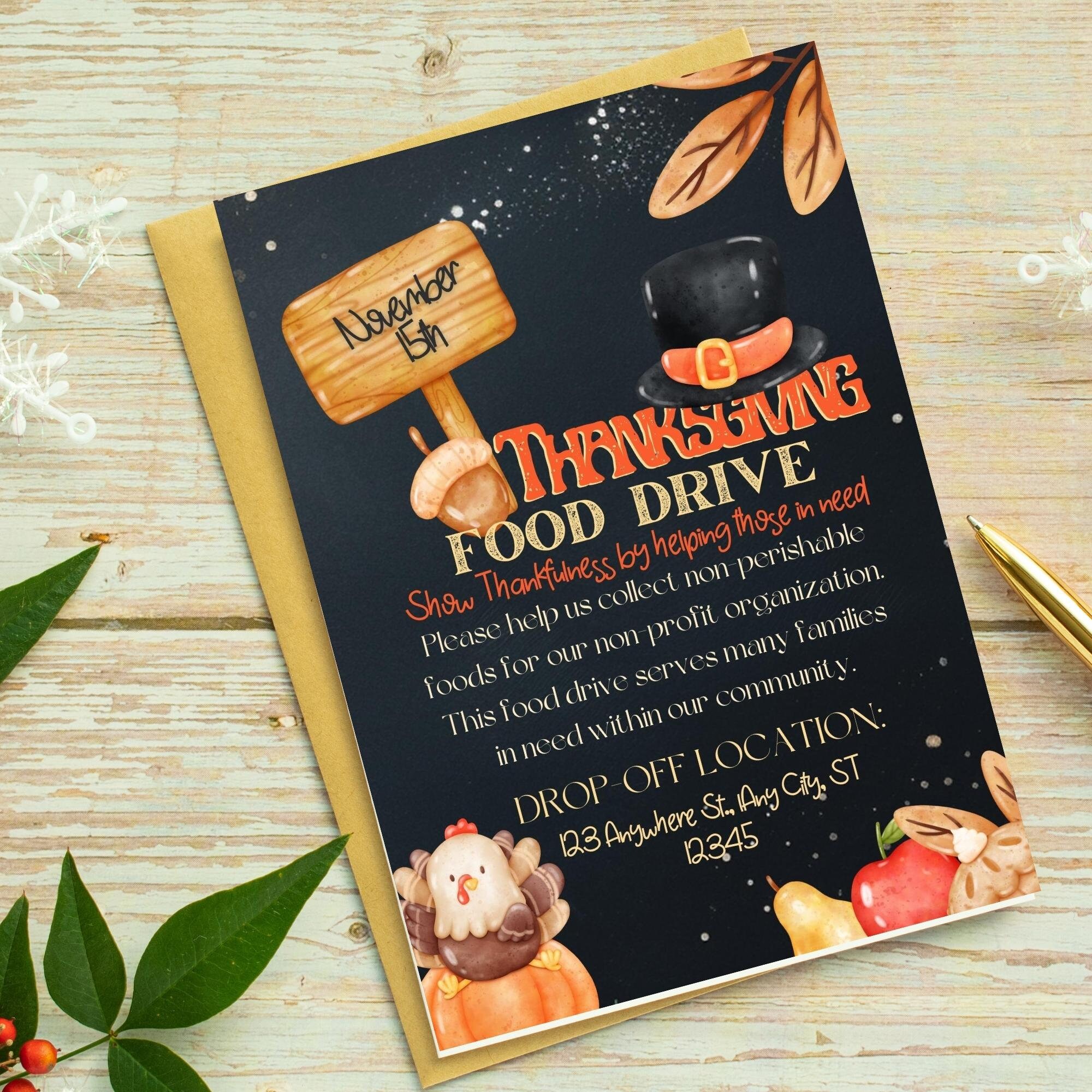 EDITABLE Thanksgiving Food Drive Flyer, Food Drive Flyer, Community ...