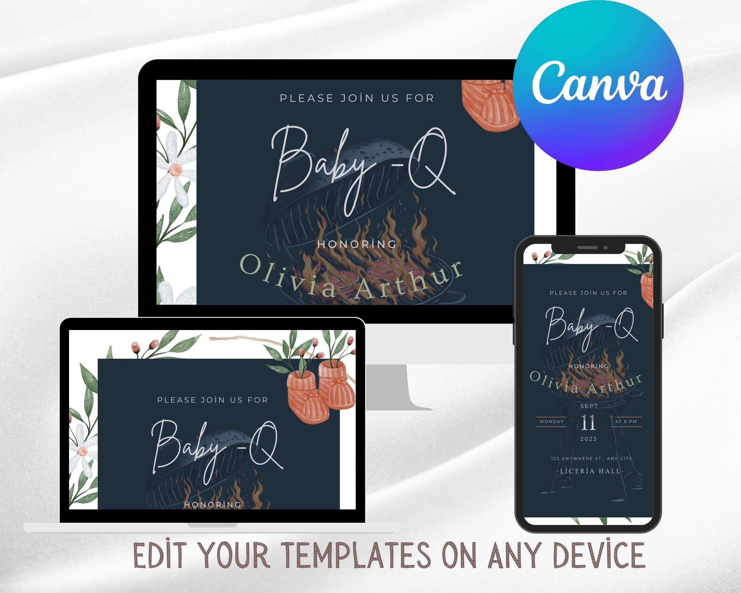 EDITABLE BBQ Baby Shower Invitation Gender Reveal Baby-q - Etsy