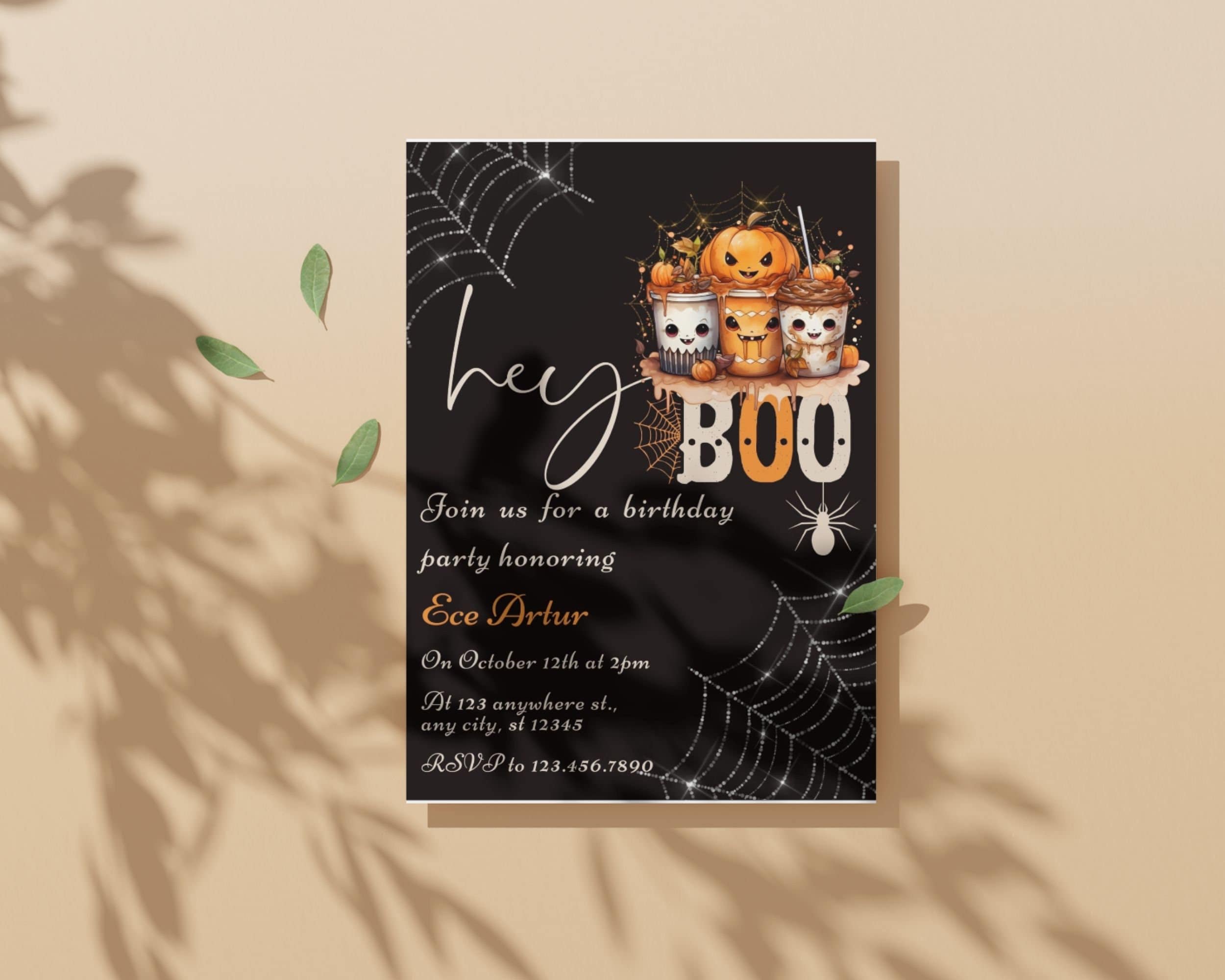 Editable Hey Boo Birthday Invitation Canva Hey Boo Ghost - Etsy
