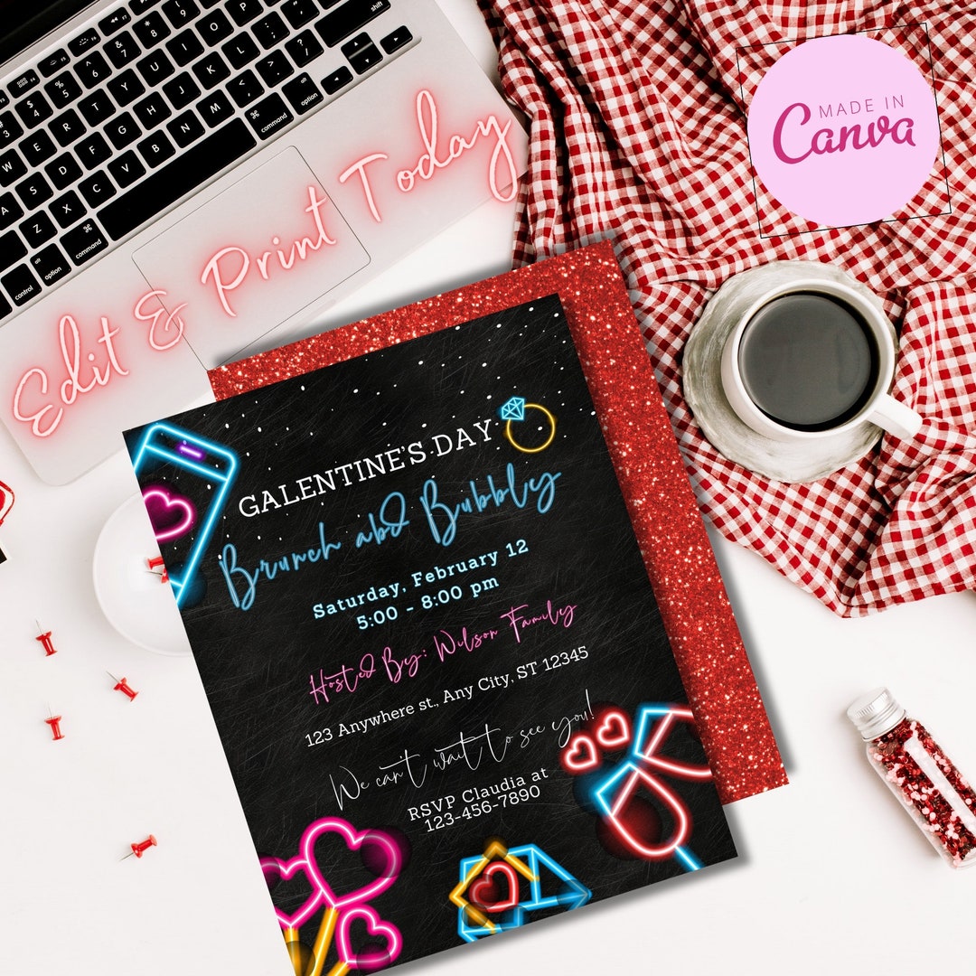 Neon Brunch & Bubbly Bridal Shower Invitation Wedding Shower Invite ...