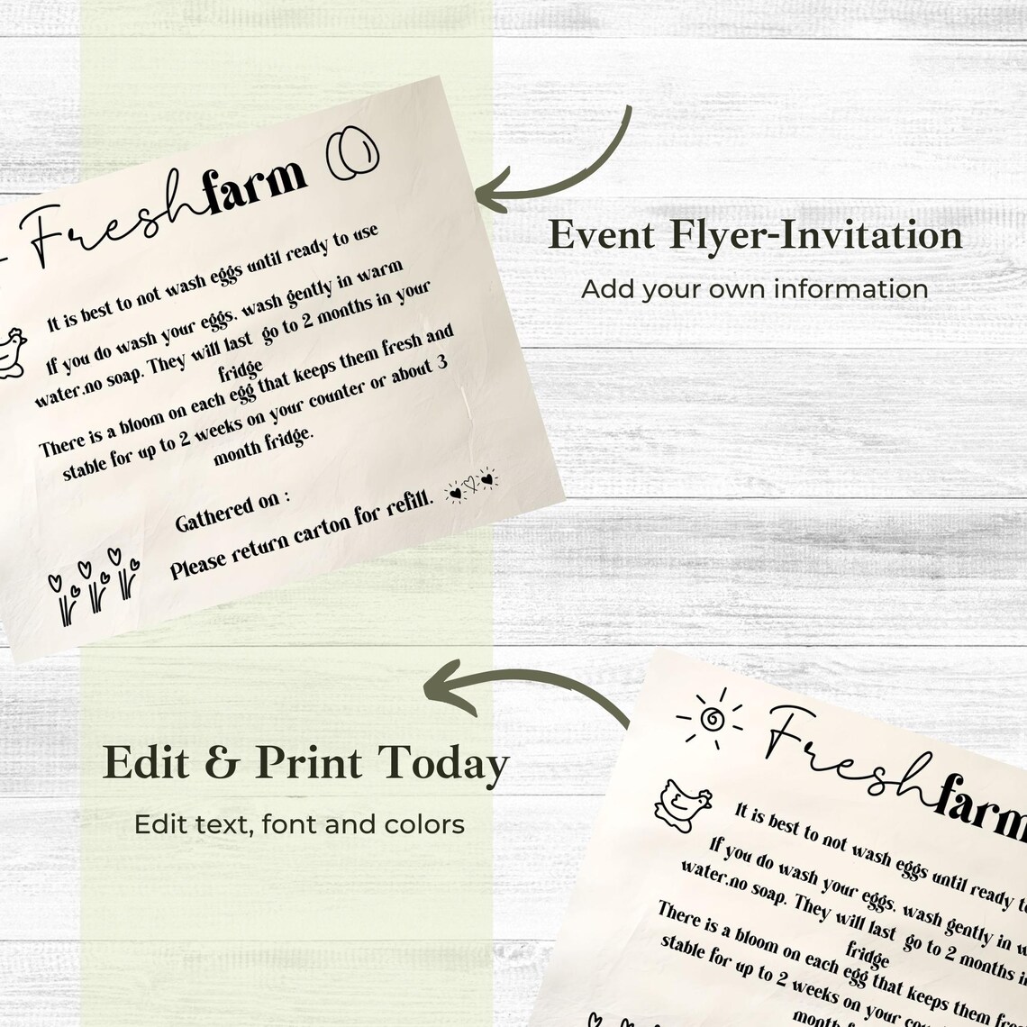 Editable Egg Handling Instructions Sticker Template, Printable Fresh ...