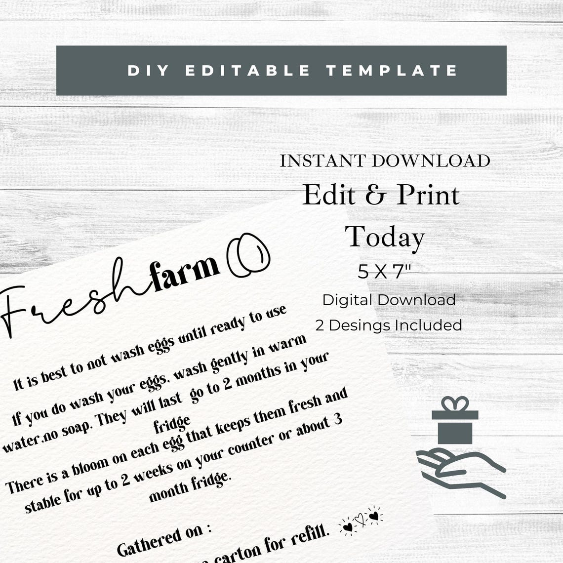 Editable Egg Handling Instructions Sticker Template, Printable Fresh ...