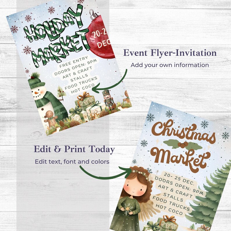 Editable Christmas Holiday Market Canva Template, Christmas Craft Show ...