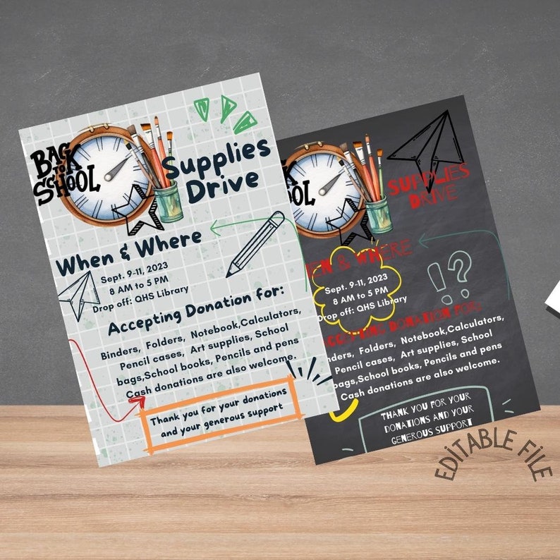 EDITABLE Back to School Supply Drive, Back to School Supply Drive ...
