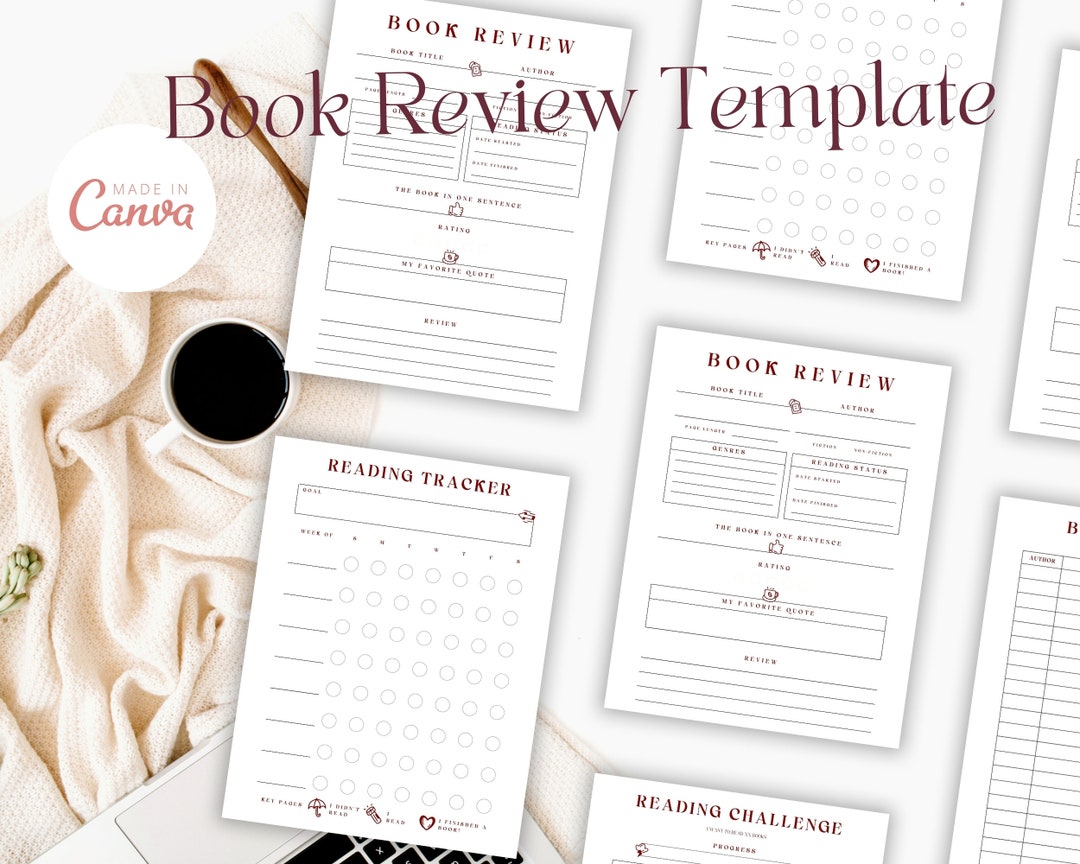 Simple Book Review Printable, A4 A5 Letter Half Letter Template, Book ...