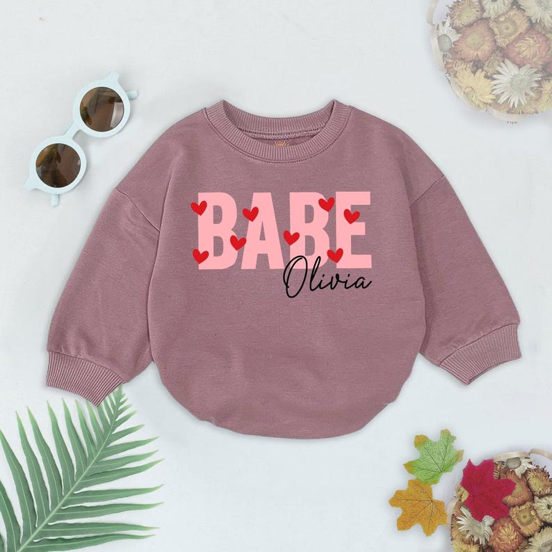 Personalized Valentine Baby Romper Mini Hearts, Babe Cupid Romper ...