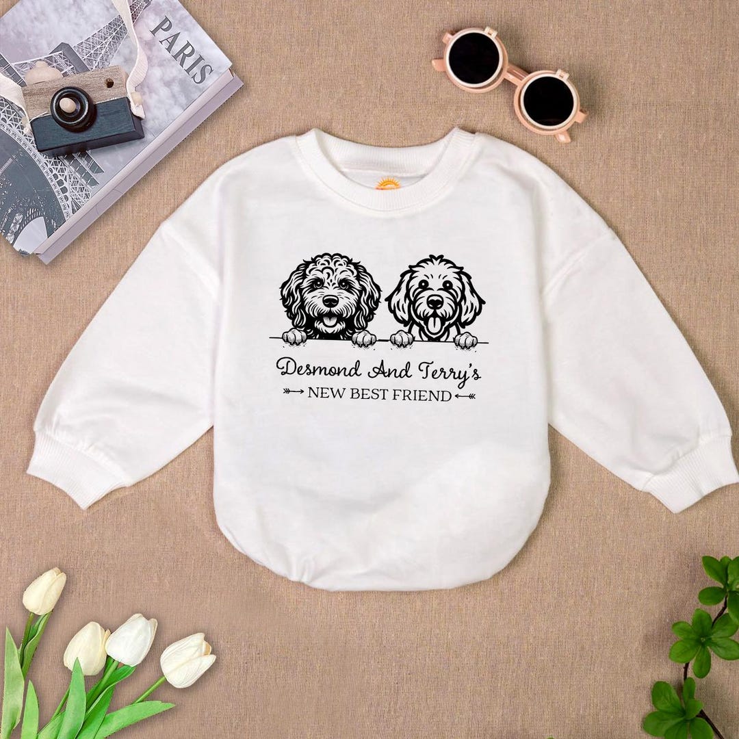 Personalized New Best Friend Bubble Romper, Custom Dog Breeds Name Baby ...