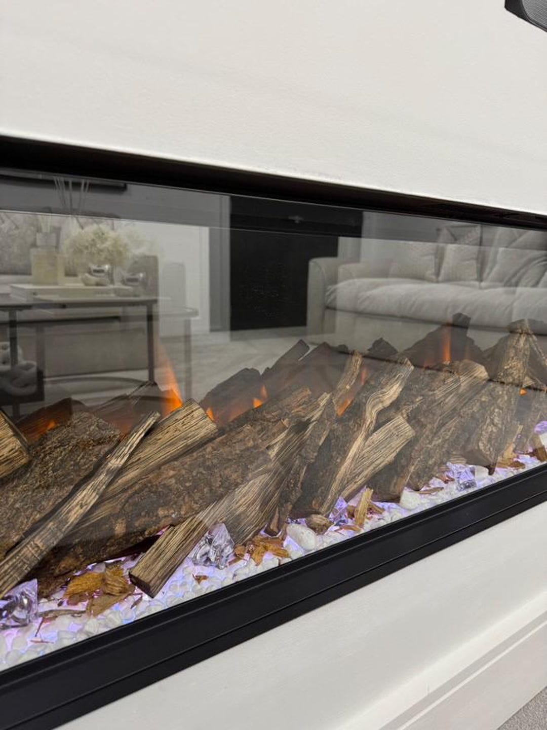 Electric Fireplace Real Decrotive Log Set - Perfect for Media Wall ...