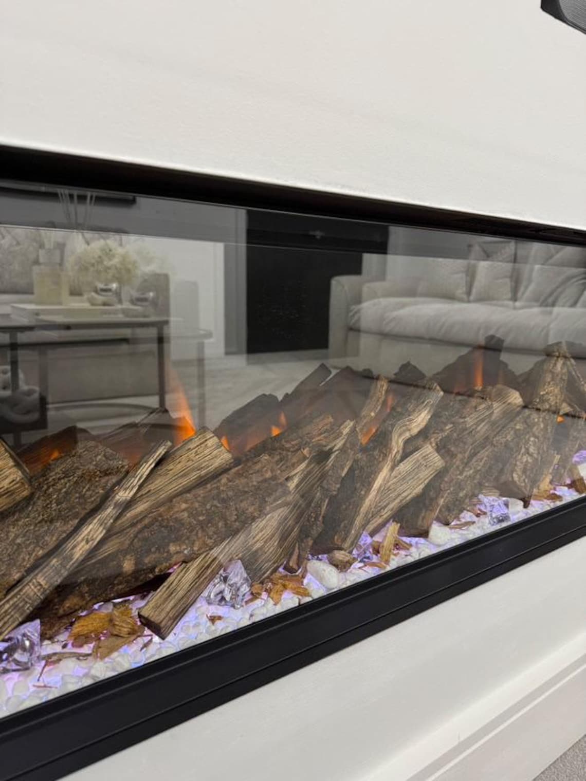 Electric Fireplace Real Decrotive Log Set - Perfect for Media Wall ...