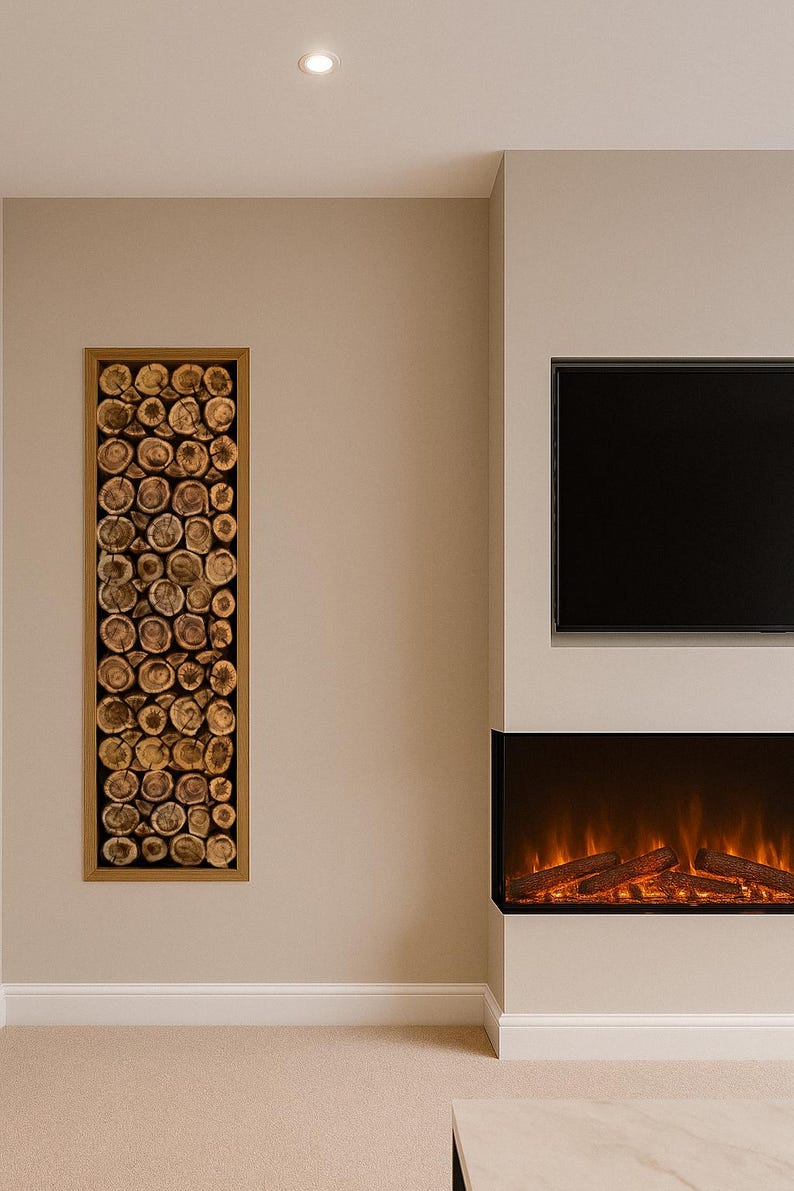 Faux Log Wall Panel – Rustic Wood Slice Feature Panel – Made to Measure ...