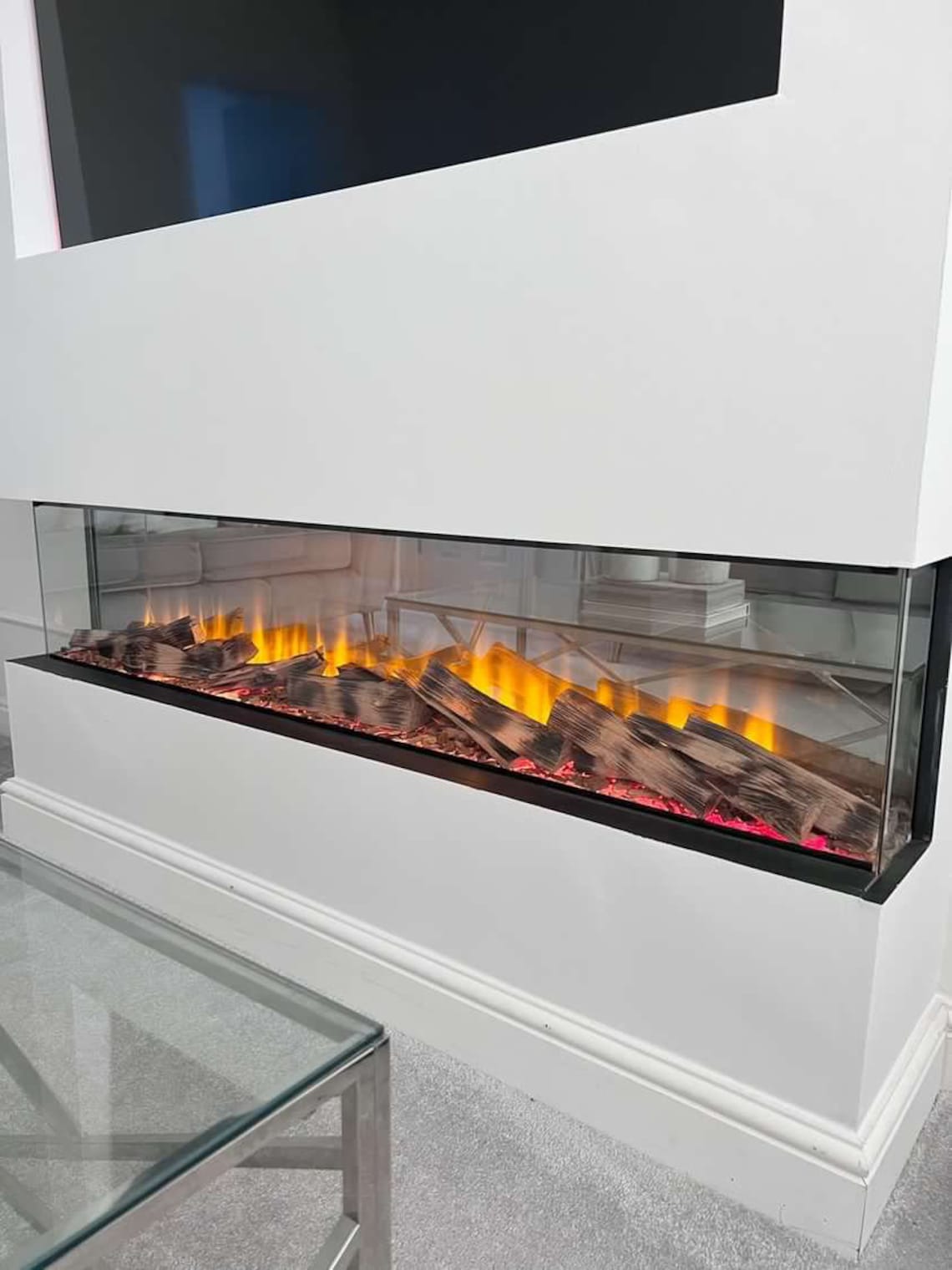 Electric Fireplace Real Decrotive Log Set - Perfect for Media Wall ...