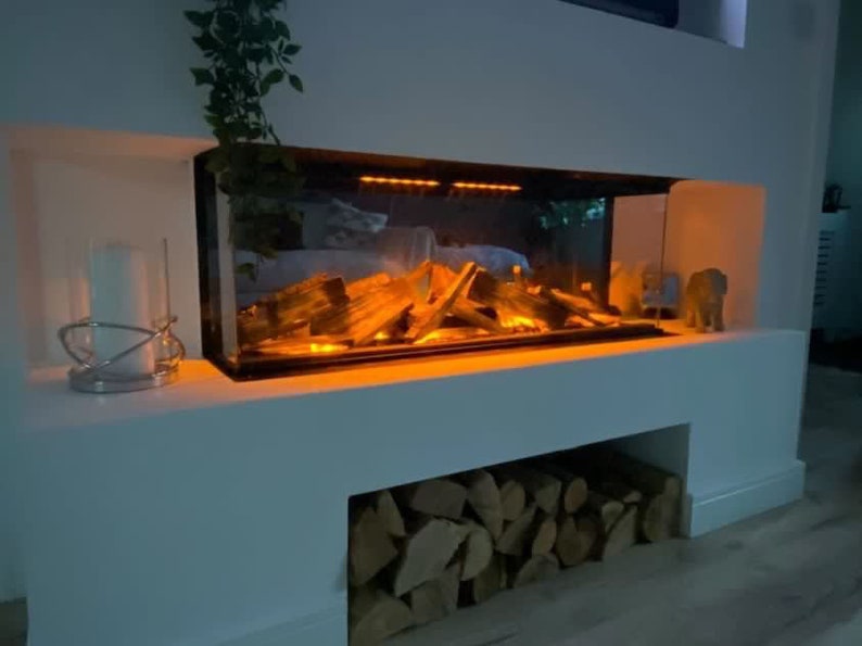 Electric Fireplace Real Decrotive Log Set Perfect for Media Wall ...