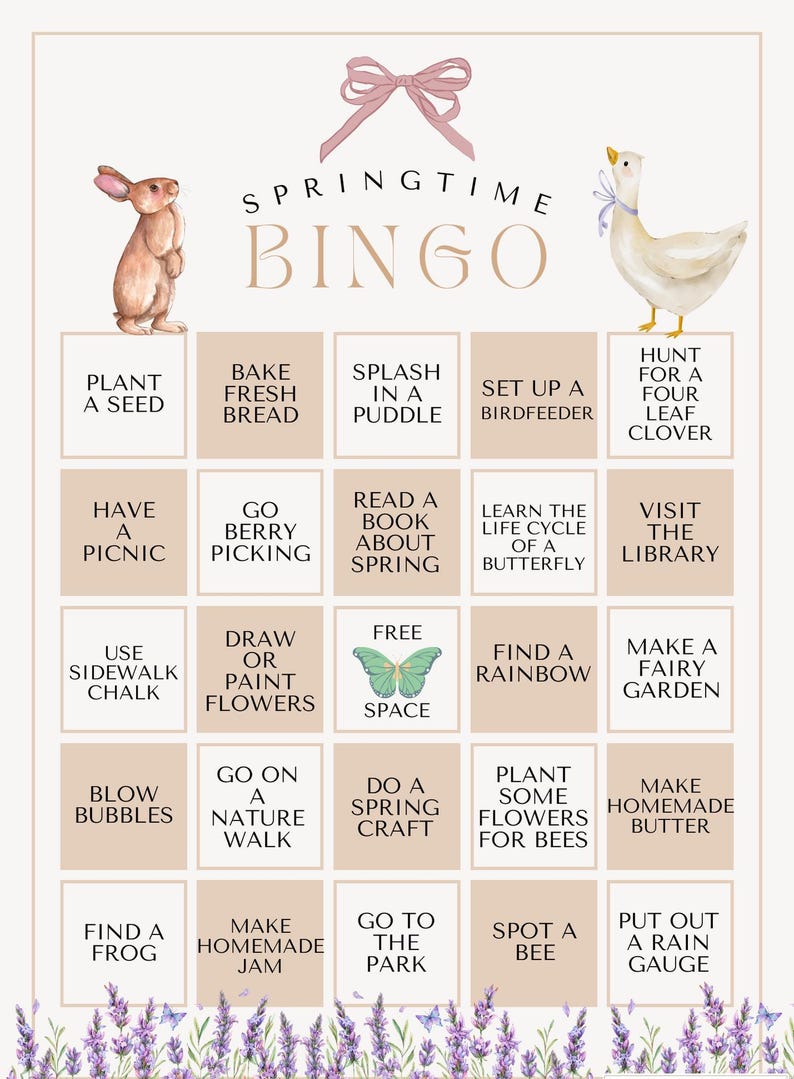 Bucket List Bingo for Kids- Springtime Edition - Etsy
