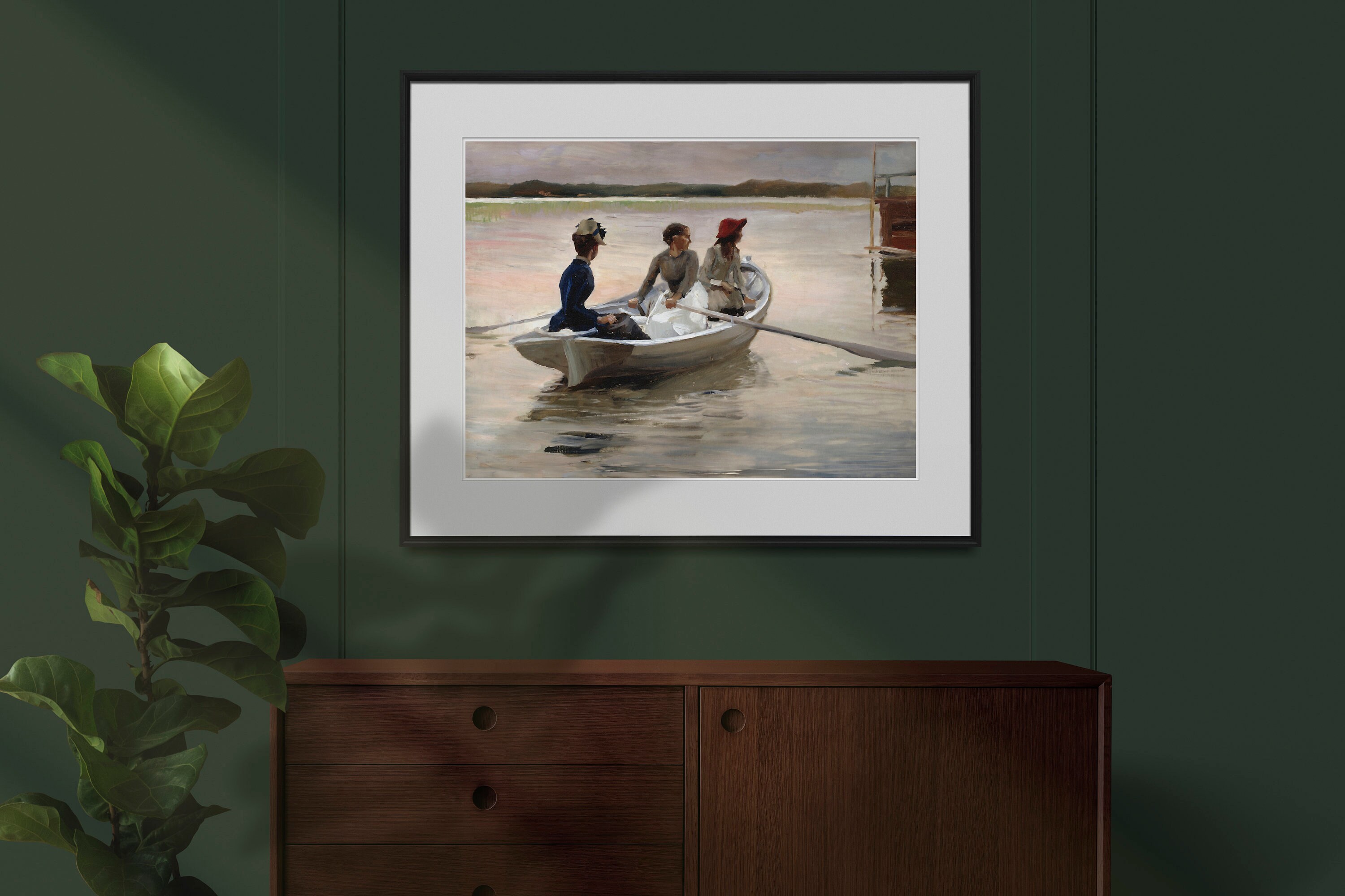 Girls in a Rowing Boat, Retro Wall Art, Vintage Wall Art, Poster ...