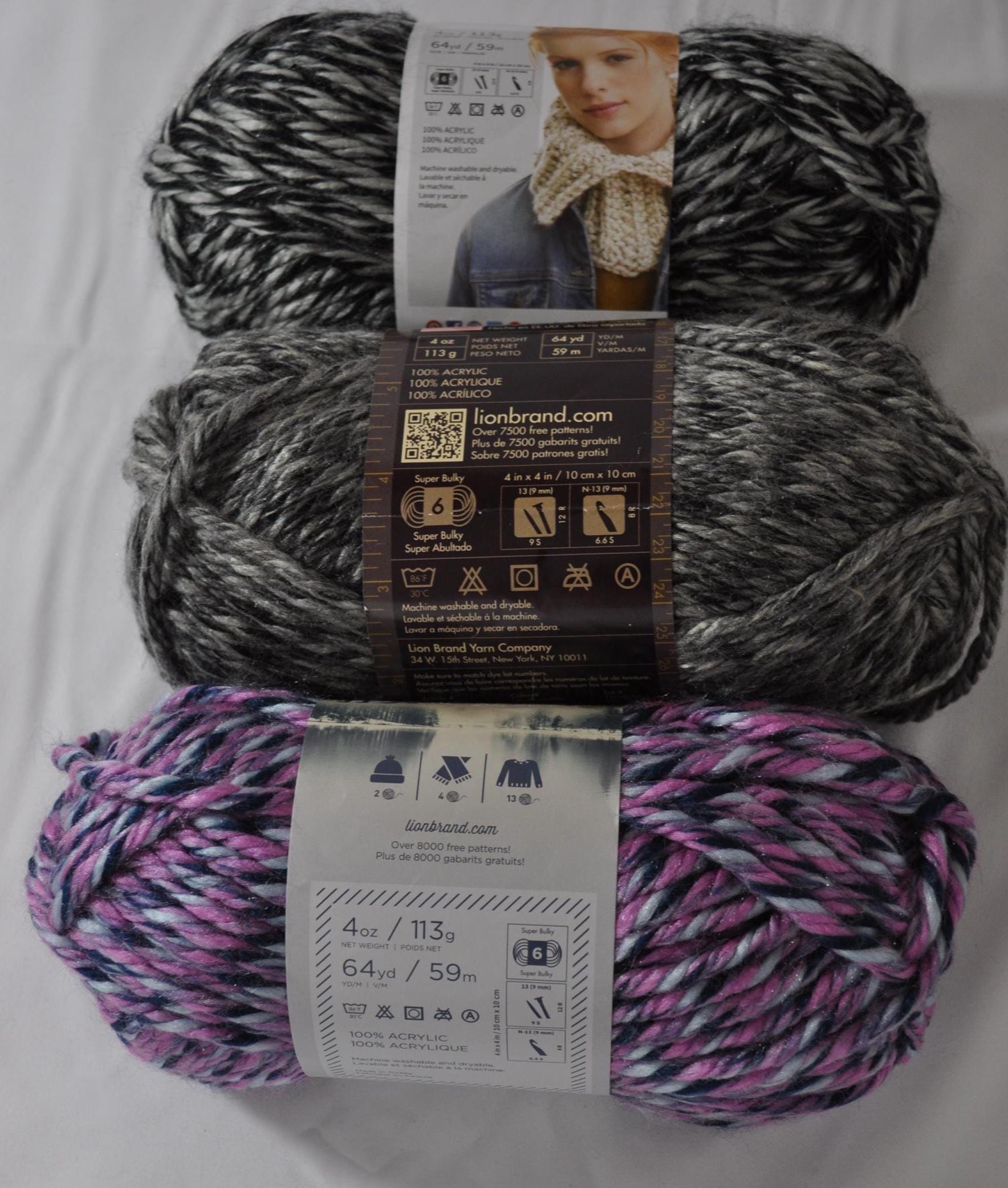 Lion Brand Hometown USA Yarn Anchorage Ice or Jacksonville Taffy Super ...