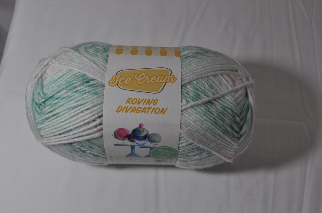 Lion Brand Ice Cream Roving Yarn: Chuckles Green & White, 437 Yds - Etsy