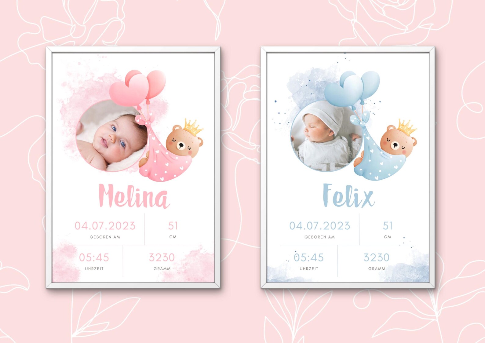 Personalized Birth Poster for Girls and Boys - Etsy