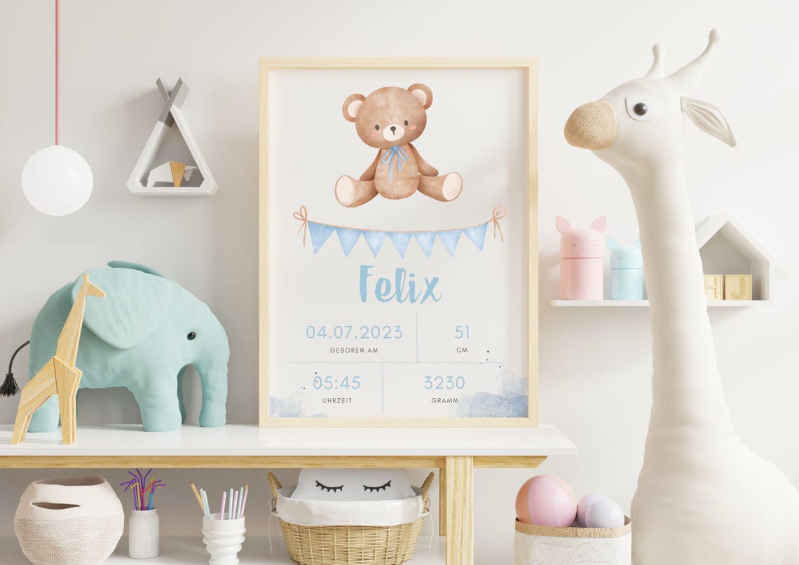Personalized Birth Poster for Girls and Boys - Etsy