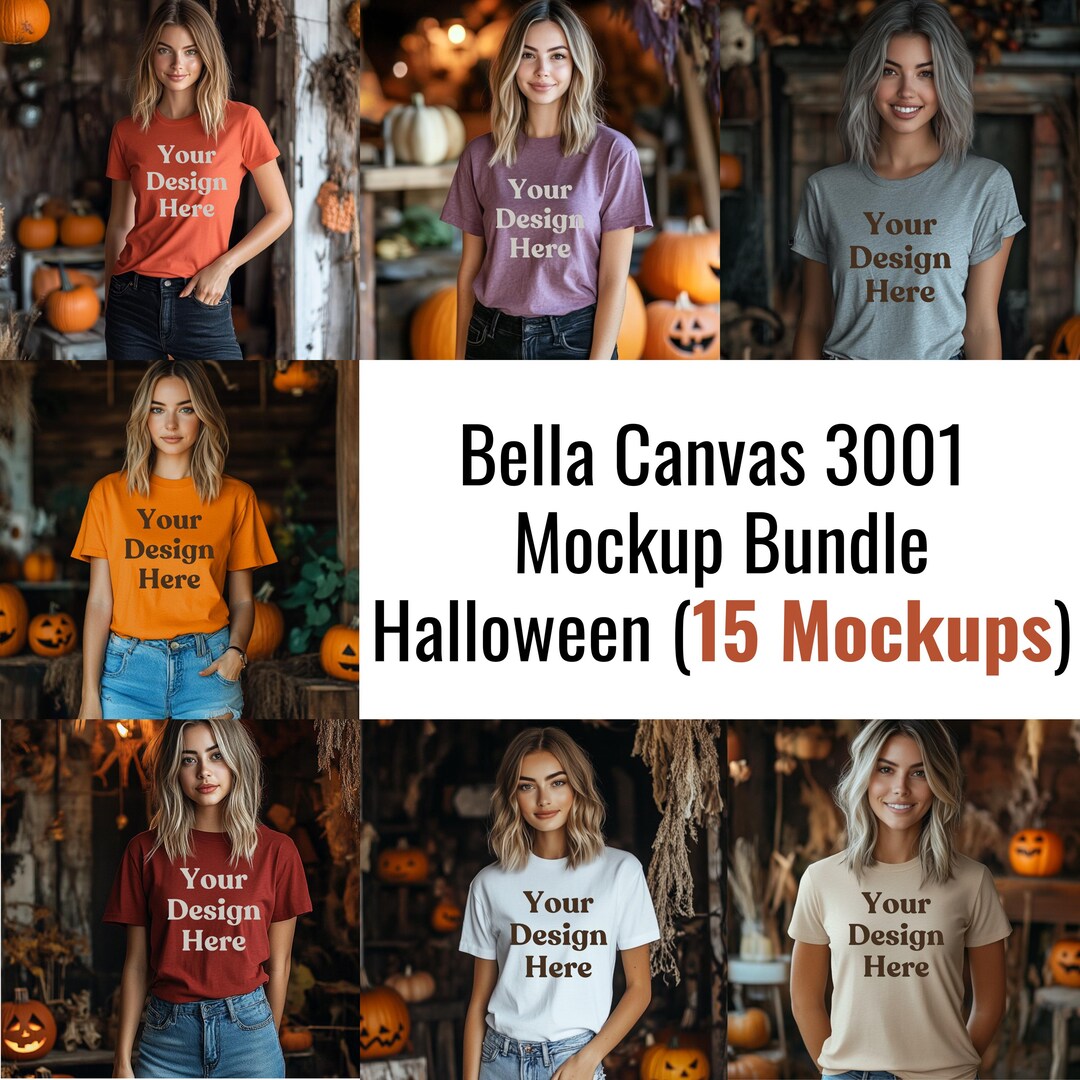 3001 Fall Mockup Bundle Halloween Mockup Bundle Bella Canvas 3001 Shirt ...