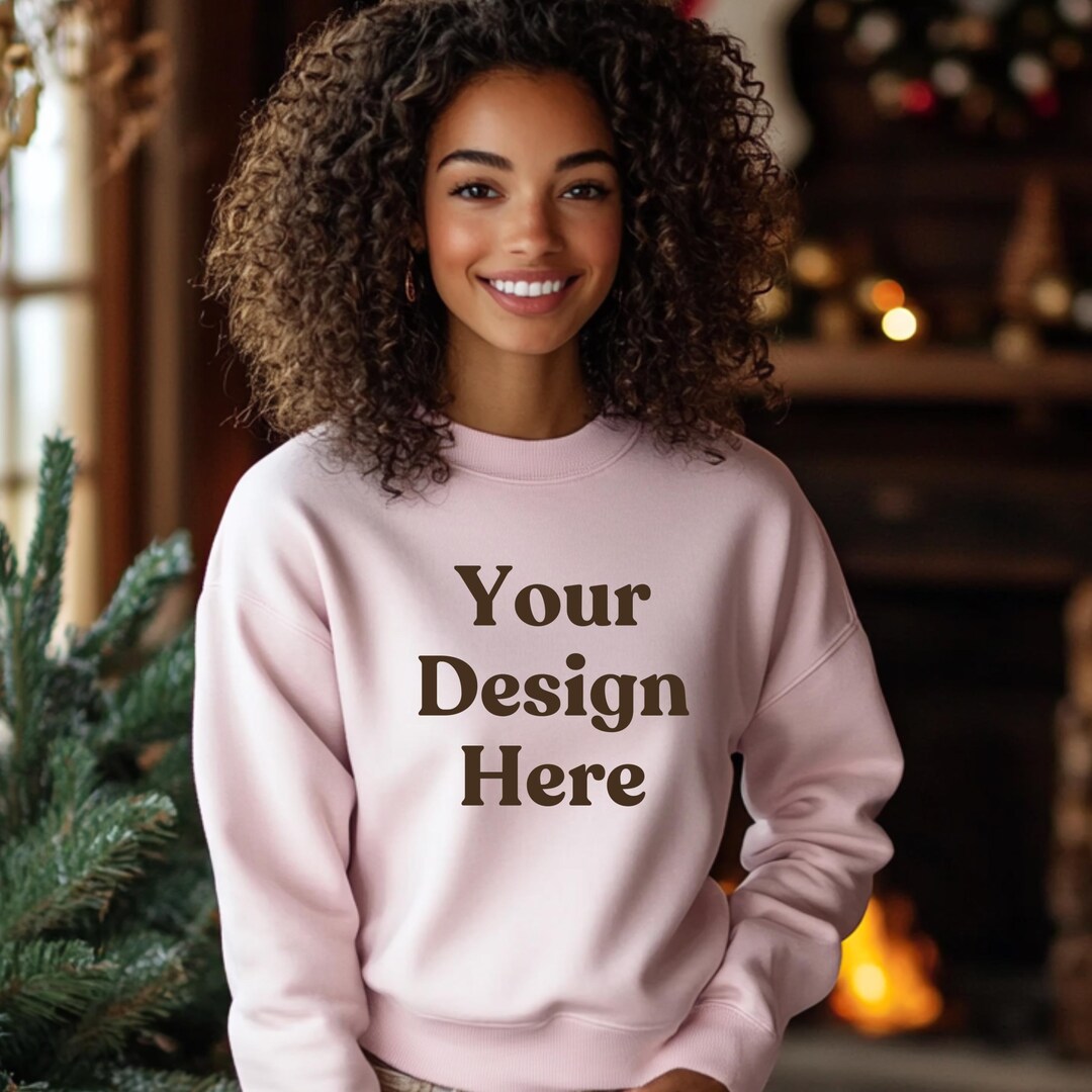 Light Pink Gildan 18000 Mockup Pink Sweatshirt Holiday Mockup 18000 ...