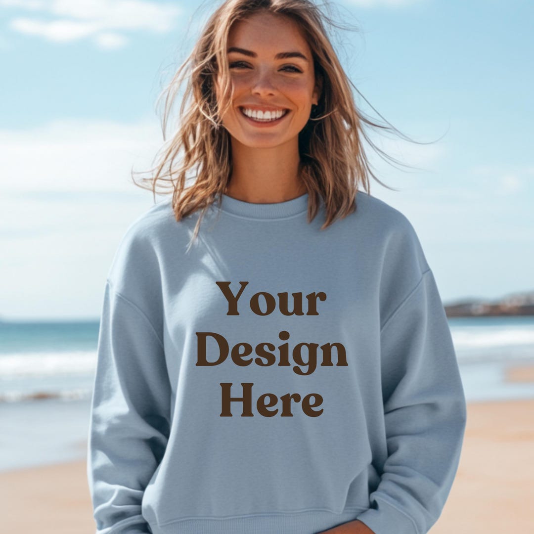 Light Blue Mockup Gildan 18000, Gildan Sweatshirt Mockup, Blue ...