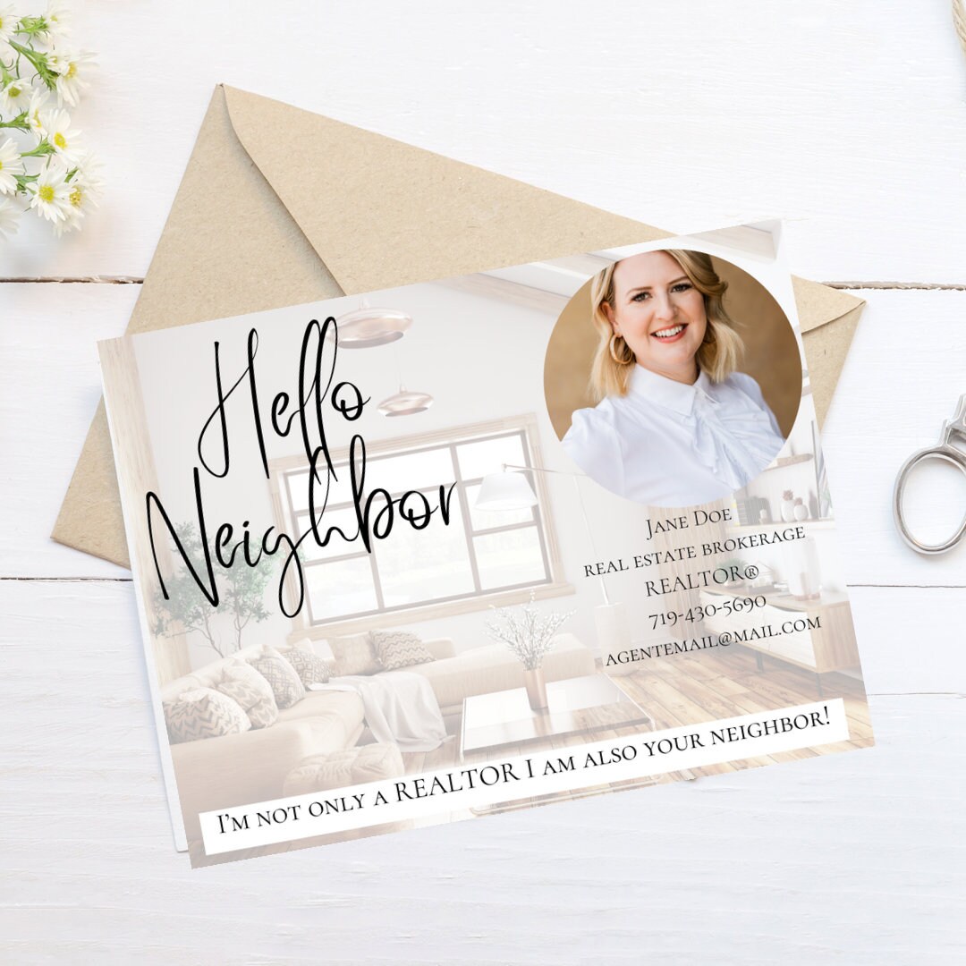 Real Estate Farming Digital Download Canva Template, Hello Neighbor ...