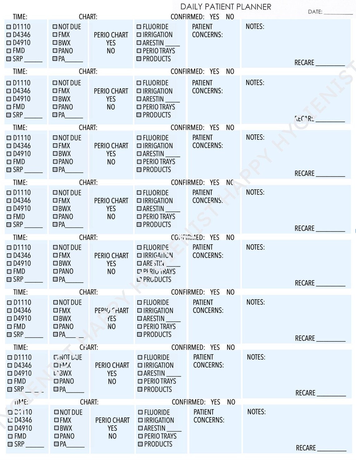 Daily RDH Patient Planner PDF - Etsy