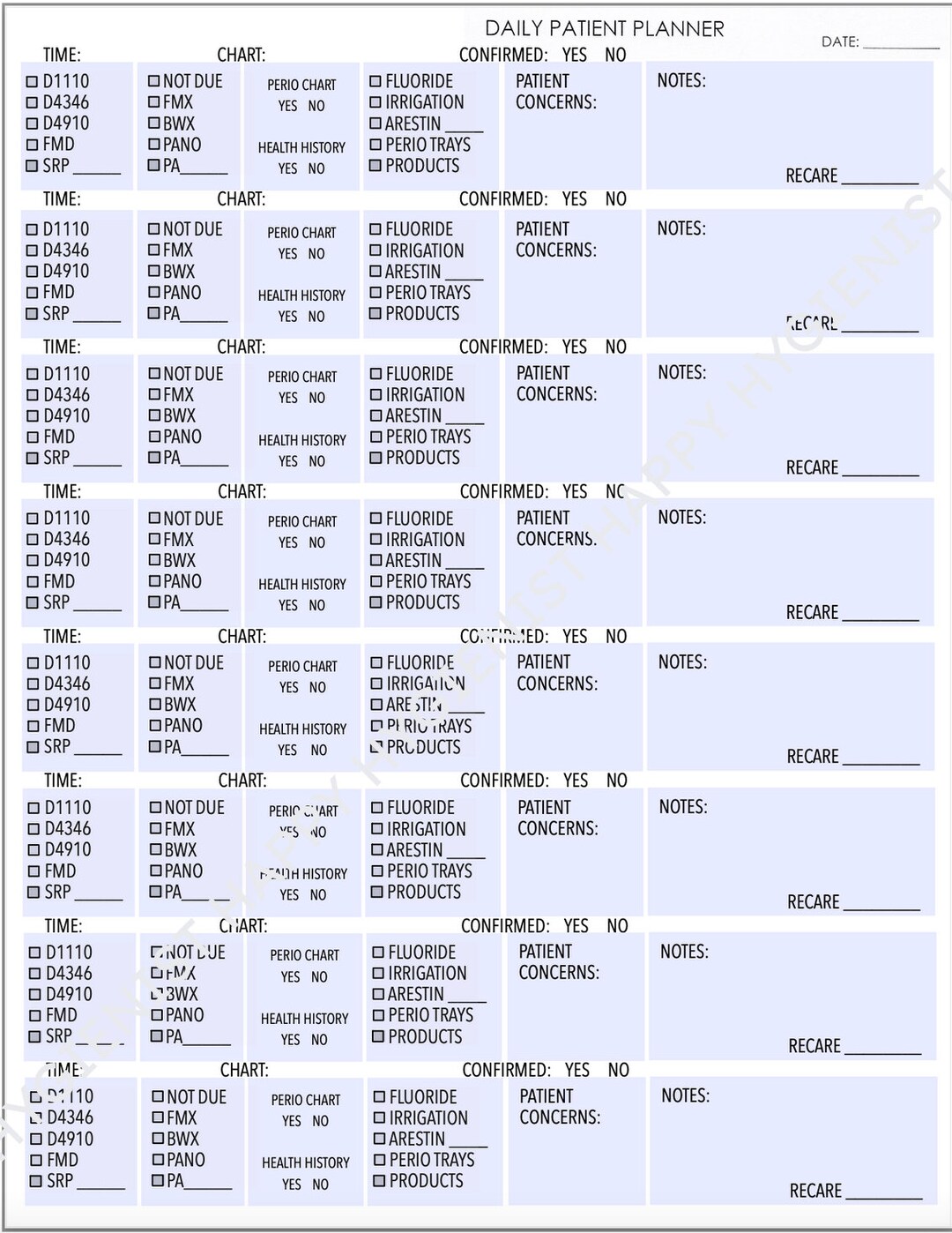 Daily RDH Patient Planner PDF (version 3 - Purple) - Etsy