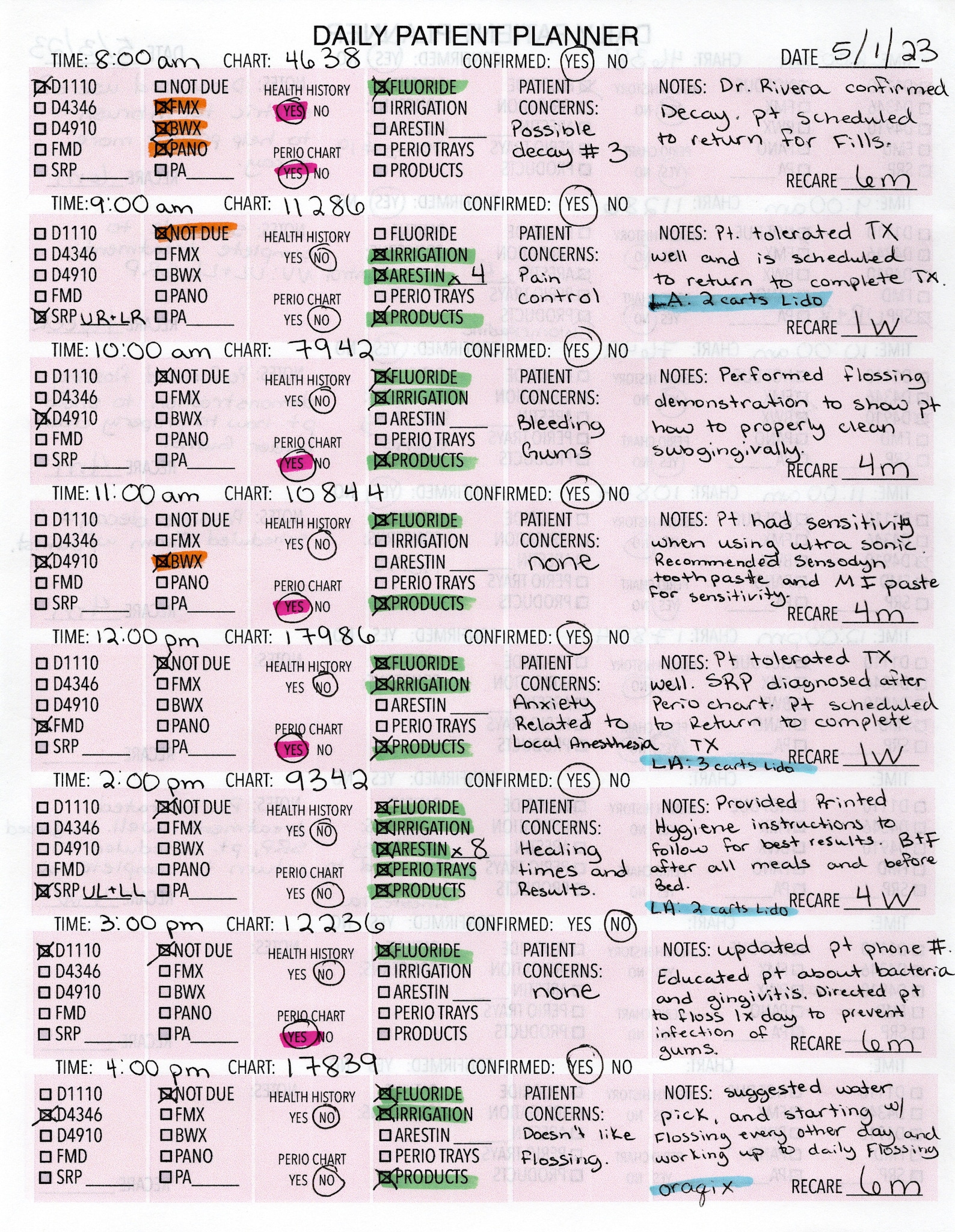 Printable Hygiene Patient Planner PDF (version 3 - Pink) - Etsy