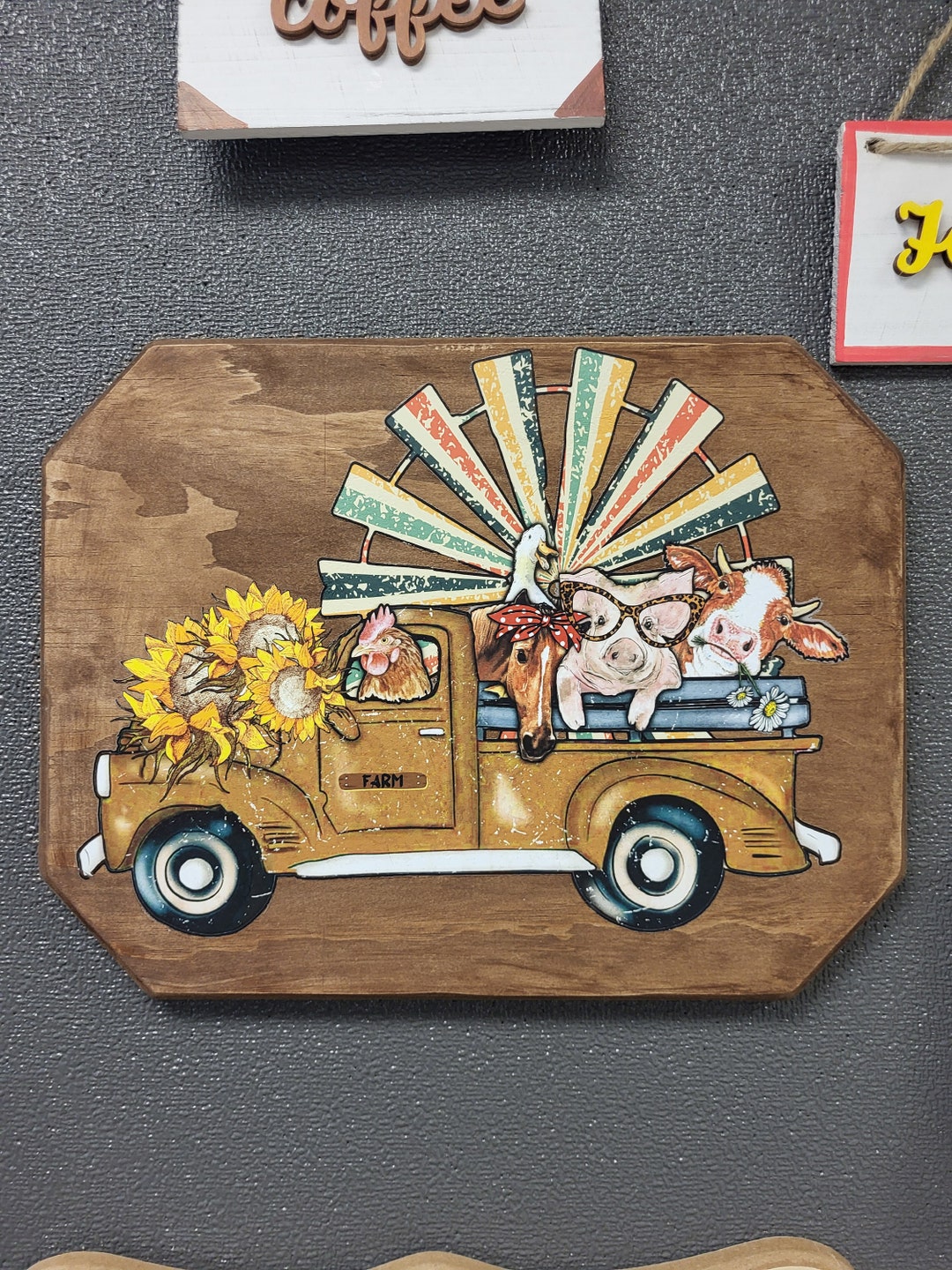 Wood Sign With Truck With Farm Animals - Etsy