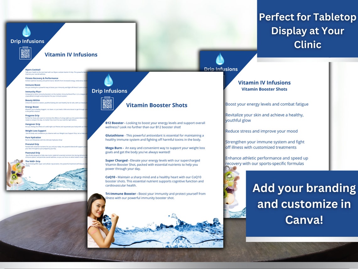IV Therapy Marketing Bundle - Customizable Canva Templates for IV Drip ...