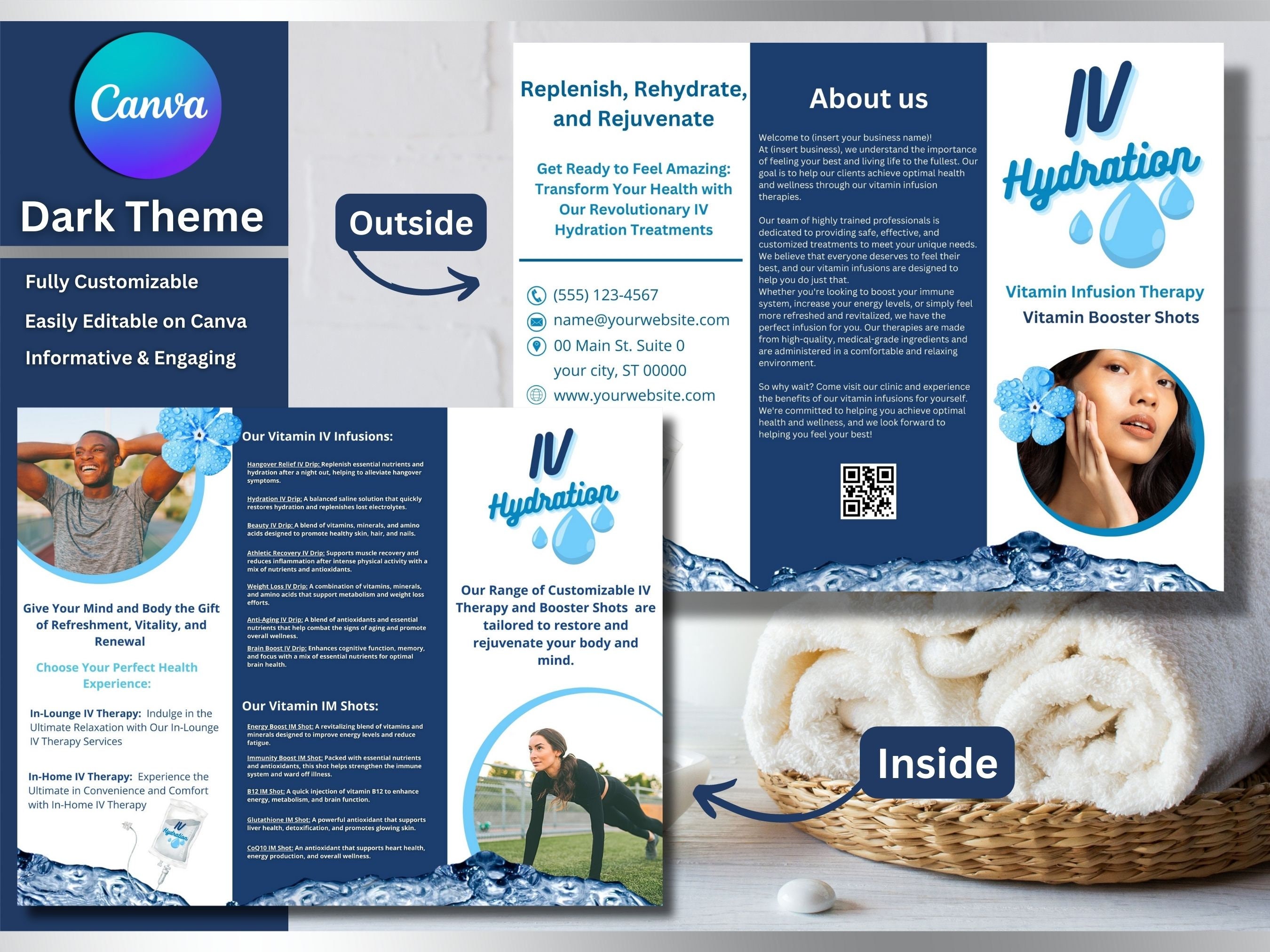 IV Hydration Templates | Trifold Brochure | Customizable Canva Template ...