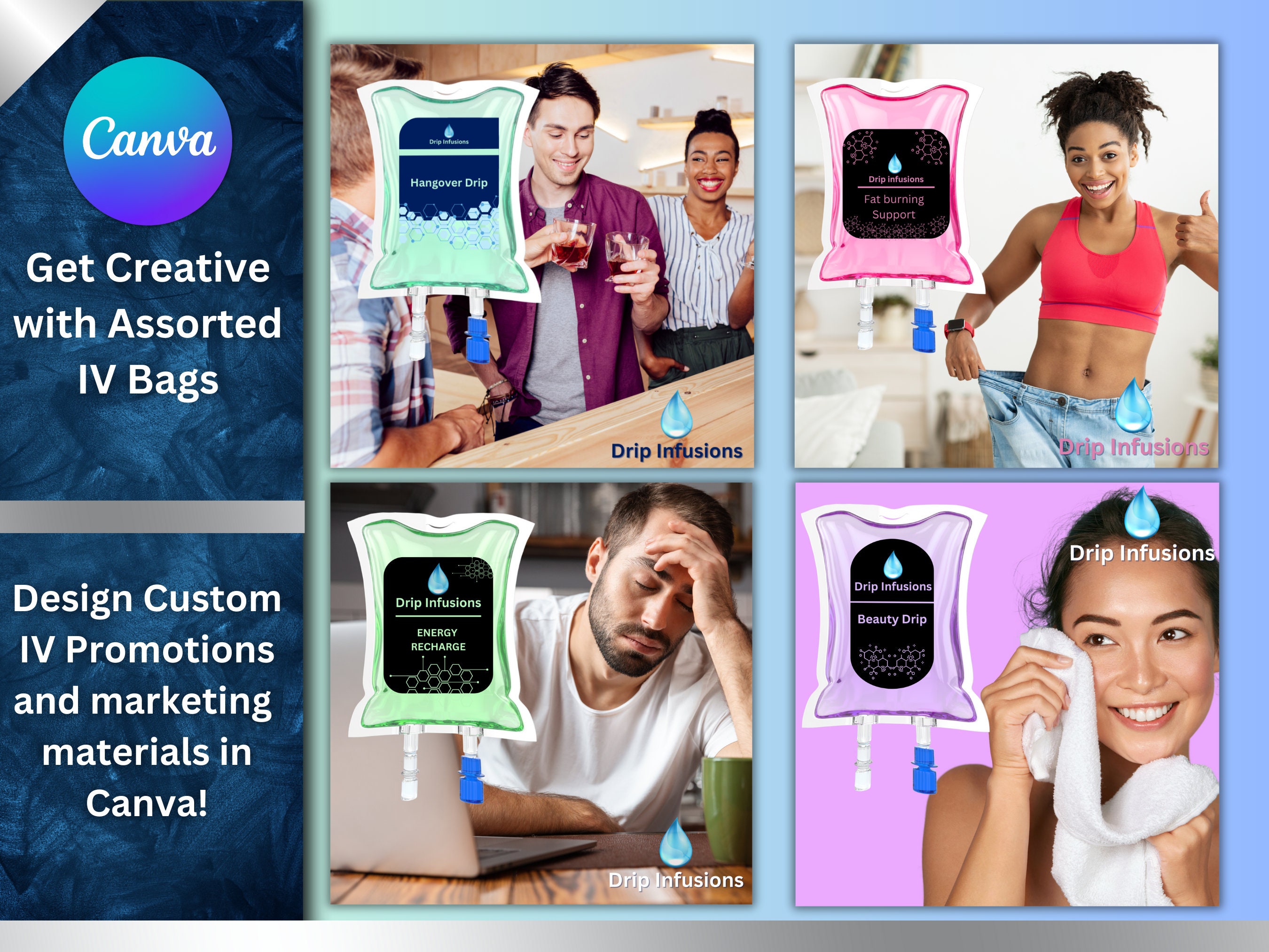 500ml IV Drip Bags- Realistic Renders - Versatile Canva Designs for ...