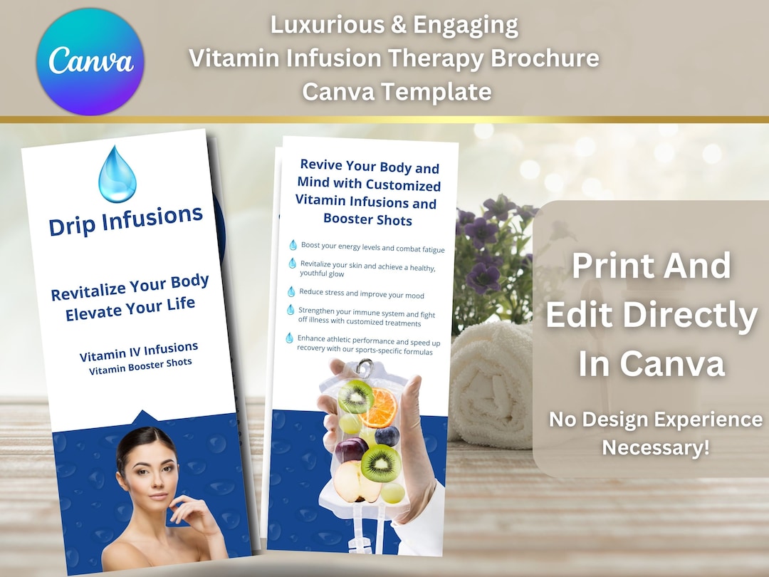 IV Therapy Trifold Brochure - Stylish, Luxurious & Professional Canva ...