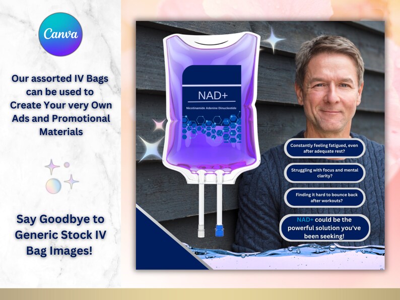 Dynamic Canva 500ml IV Bag Render Bundle - 70 Sleek, Customizable Drip ...